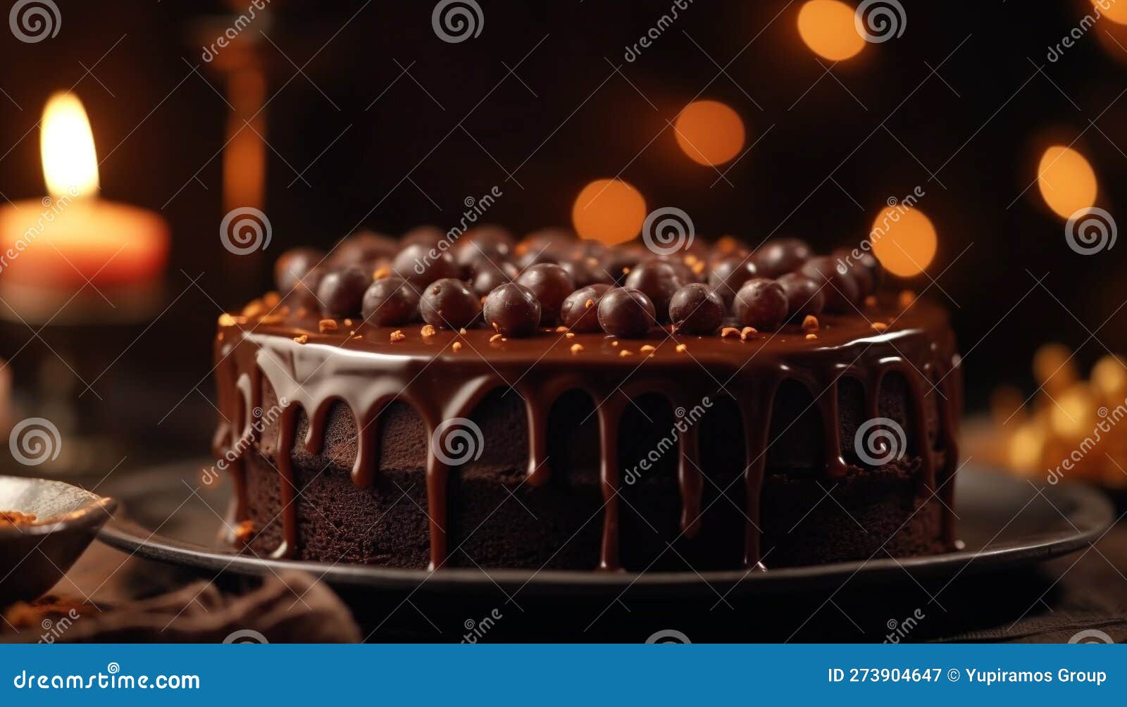 Dark Chocolate Cake with Chocolate Icing Decoration Generated by AI ...