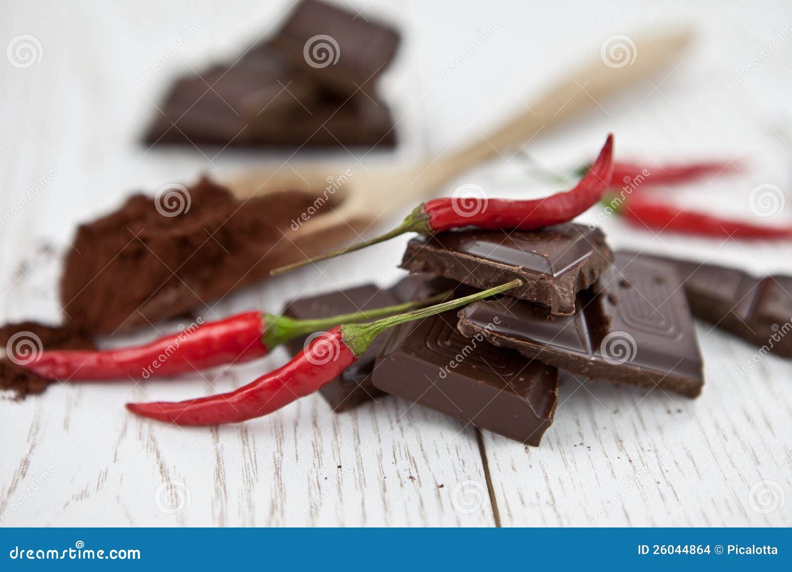 Dark chocolate with chili stock photo. Image of cacao - 26044864