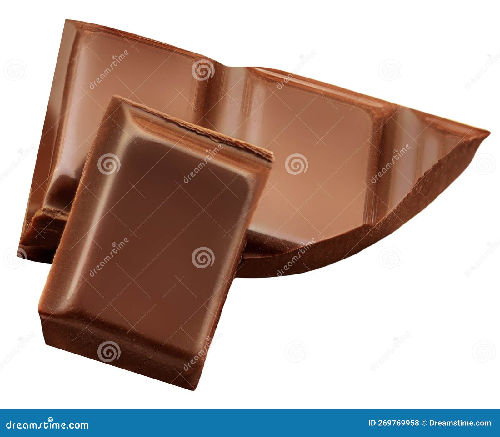 Dark Chocolate Chunks Isolated on White Background. Broken Smooth ...