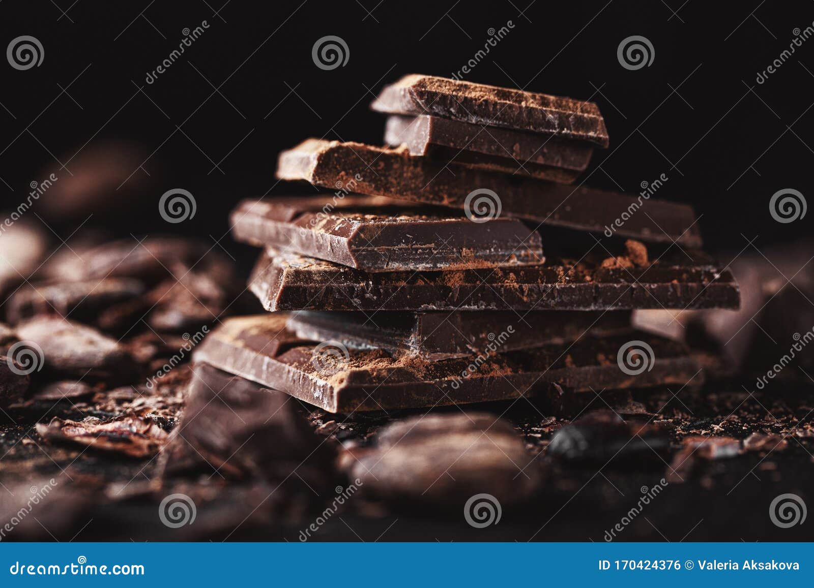 Dark Chocolate Chunks on Table Stock Photo - Image of gourmet, pieces ...
