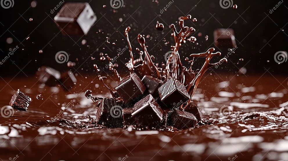 Dark Chocolate Cubes Explode in a Splash of Rich, Decadent Chocolate ...