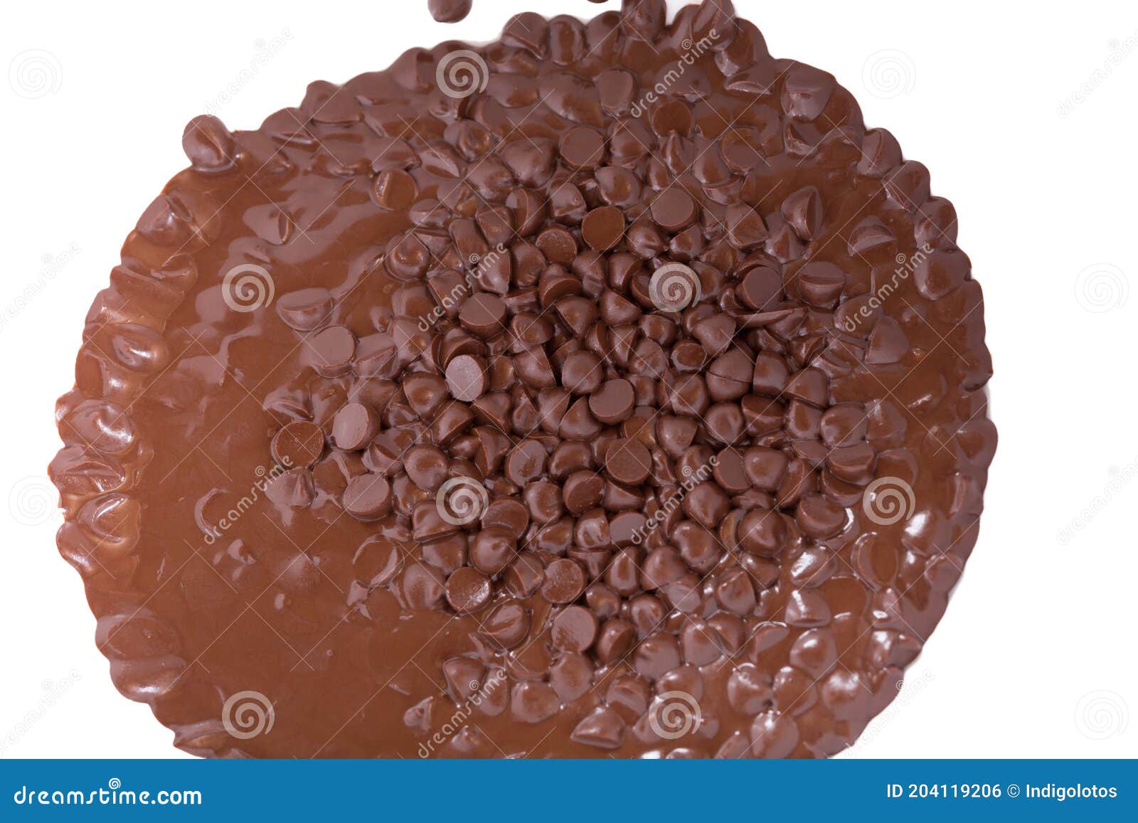 Dark Chocolate Granules in the Melting Process Stock Photo - Image of ...