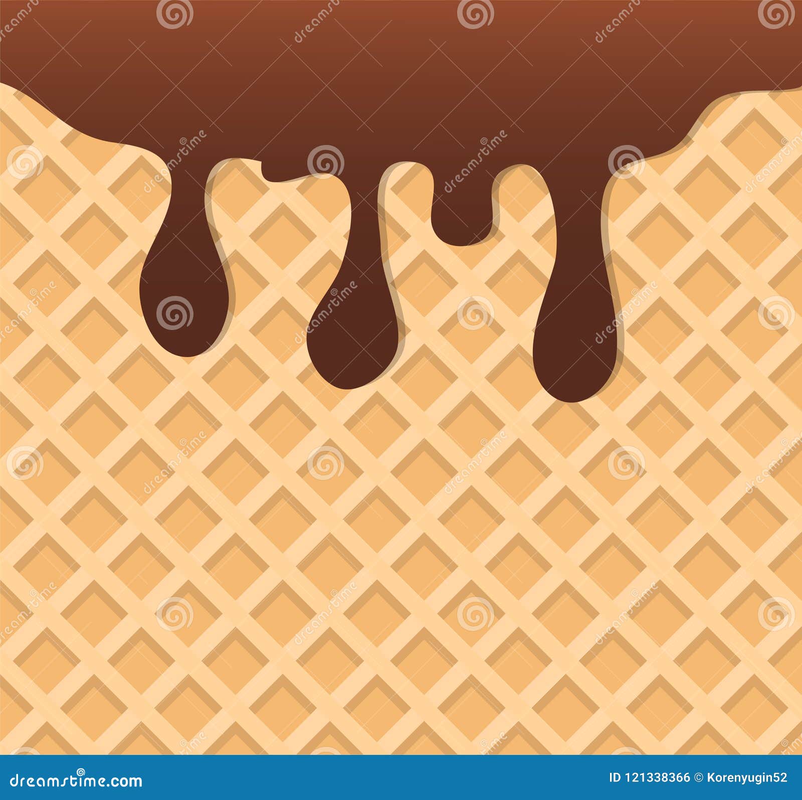 Dark Chocolate Melted On Wafer Background Vector Illustration Stock
