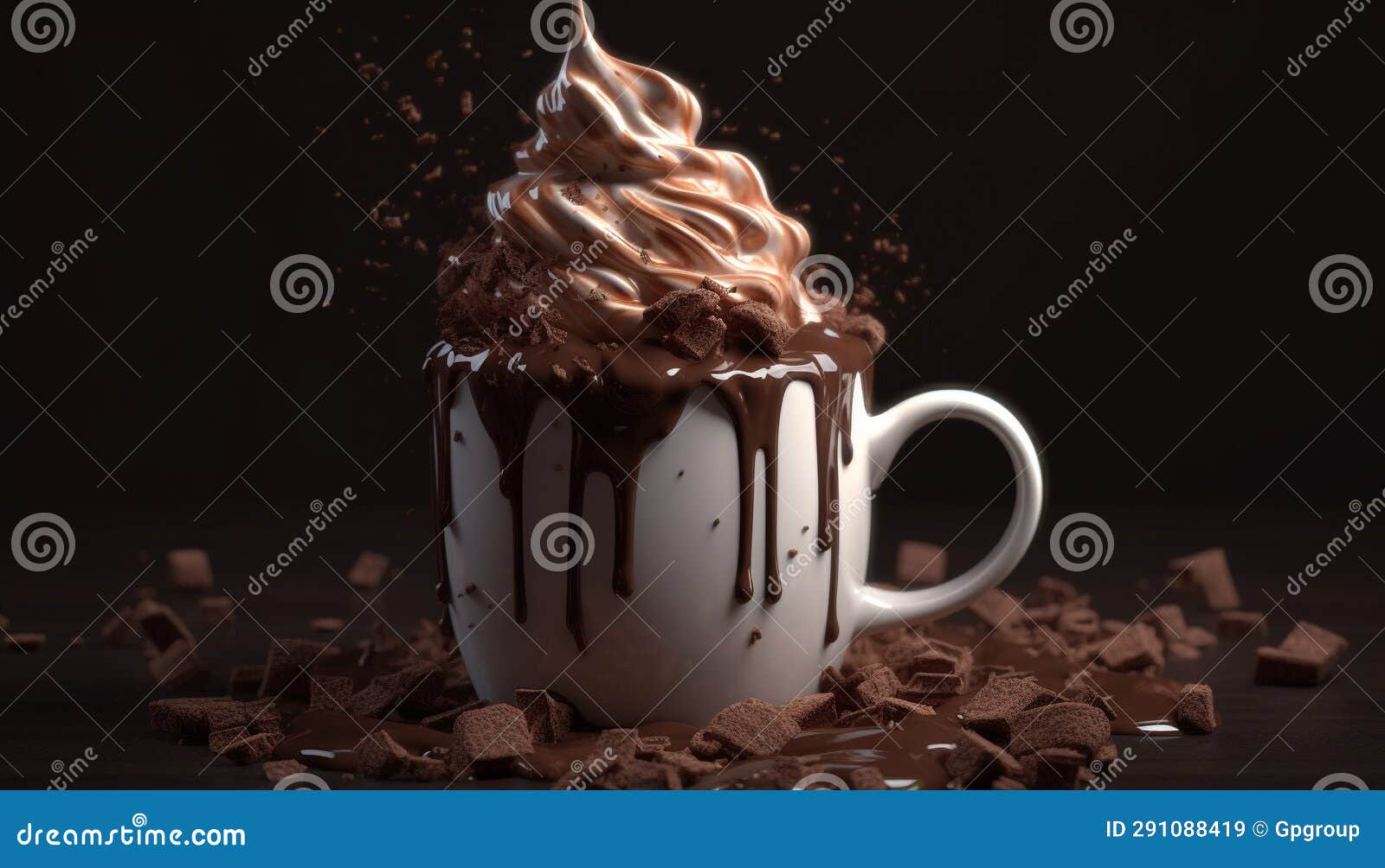 Dark Chocolate Melts into Hot Milk, Indulgence Awaits Generated by AI ...