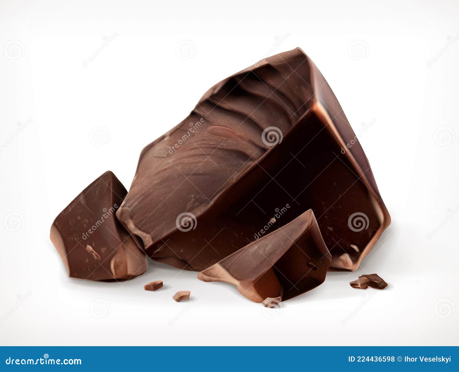 Dark Chocolate Pieces, Vector Icon Stock Vector - Illustration of sweet ...