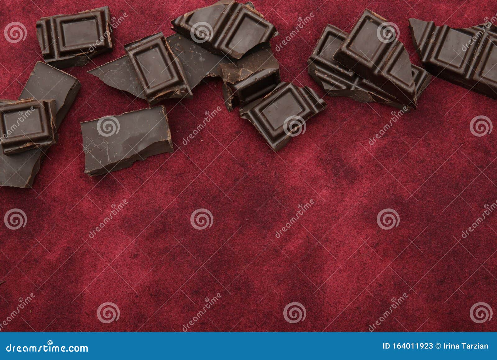 Dark Chocolate on a Red Background with Copy Space for Text ...