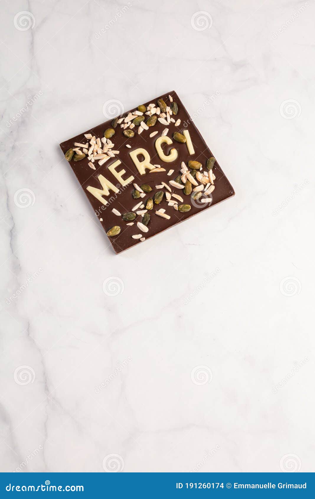Dark Chocolate Square With White Chocolate Thank You Note Royalty-Free ...
