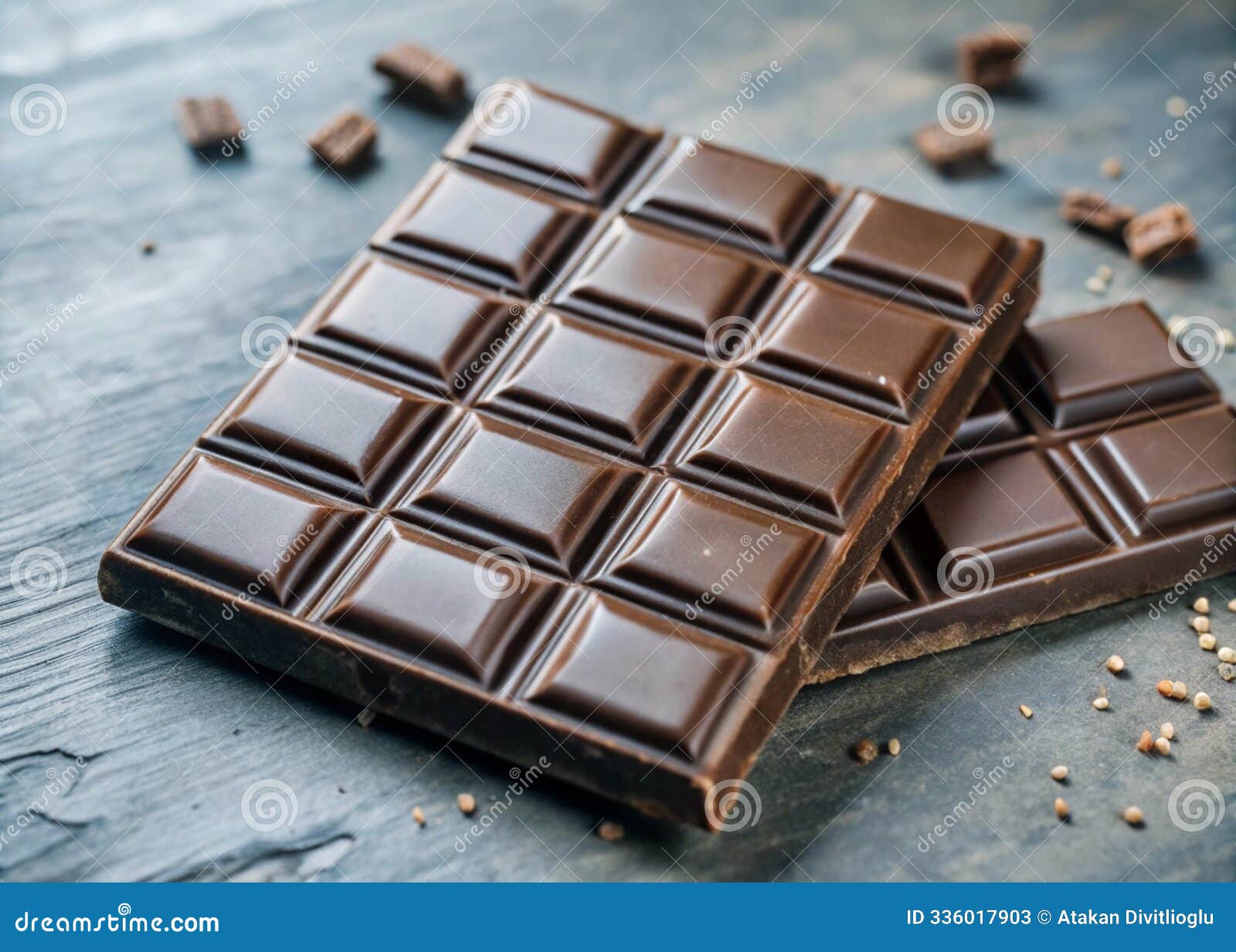 Dark Chocolate Squares on a Rustic Background Stock Illustration ...