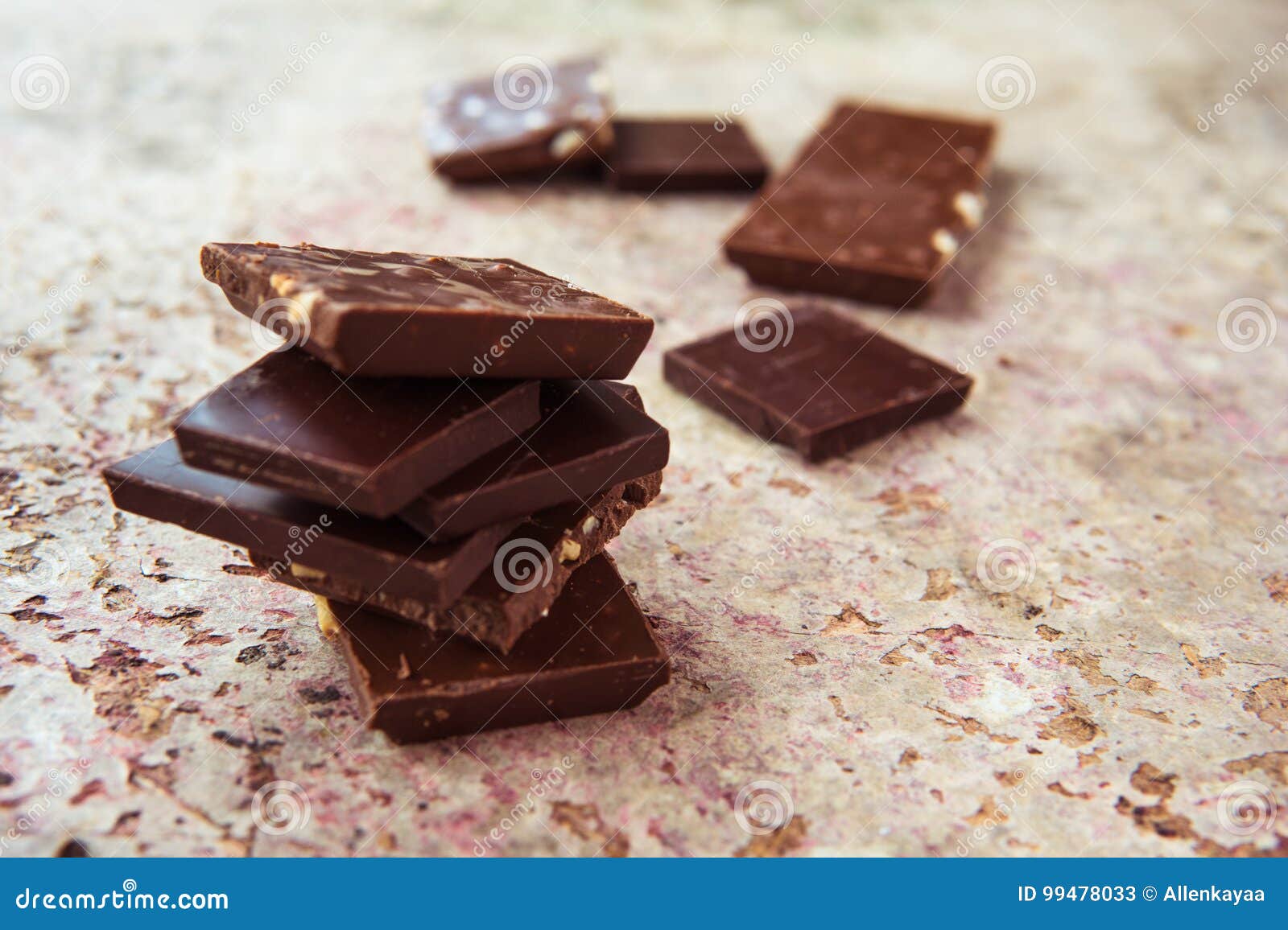 Dark Chocolate Stack with Hazelnuts. Sweet Dessert Stock Image - Image ...