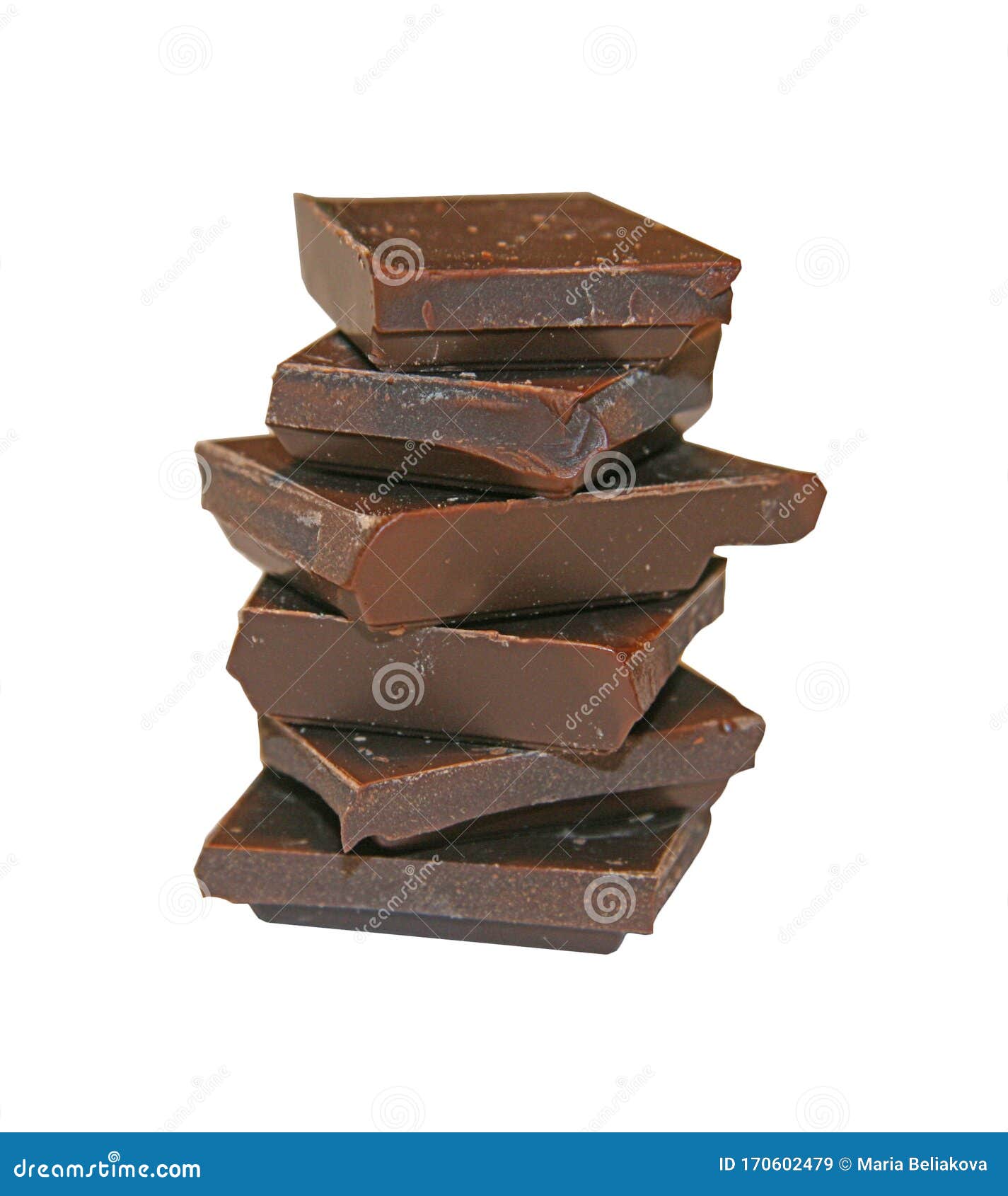 Dark Chocolate. Stacked Tower, Stack. Seen Close. White Background ...