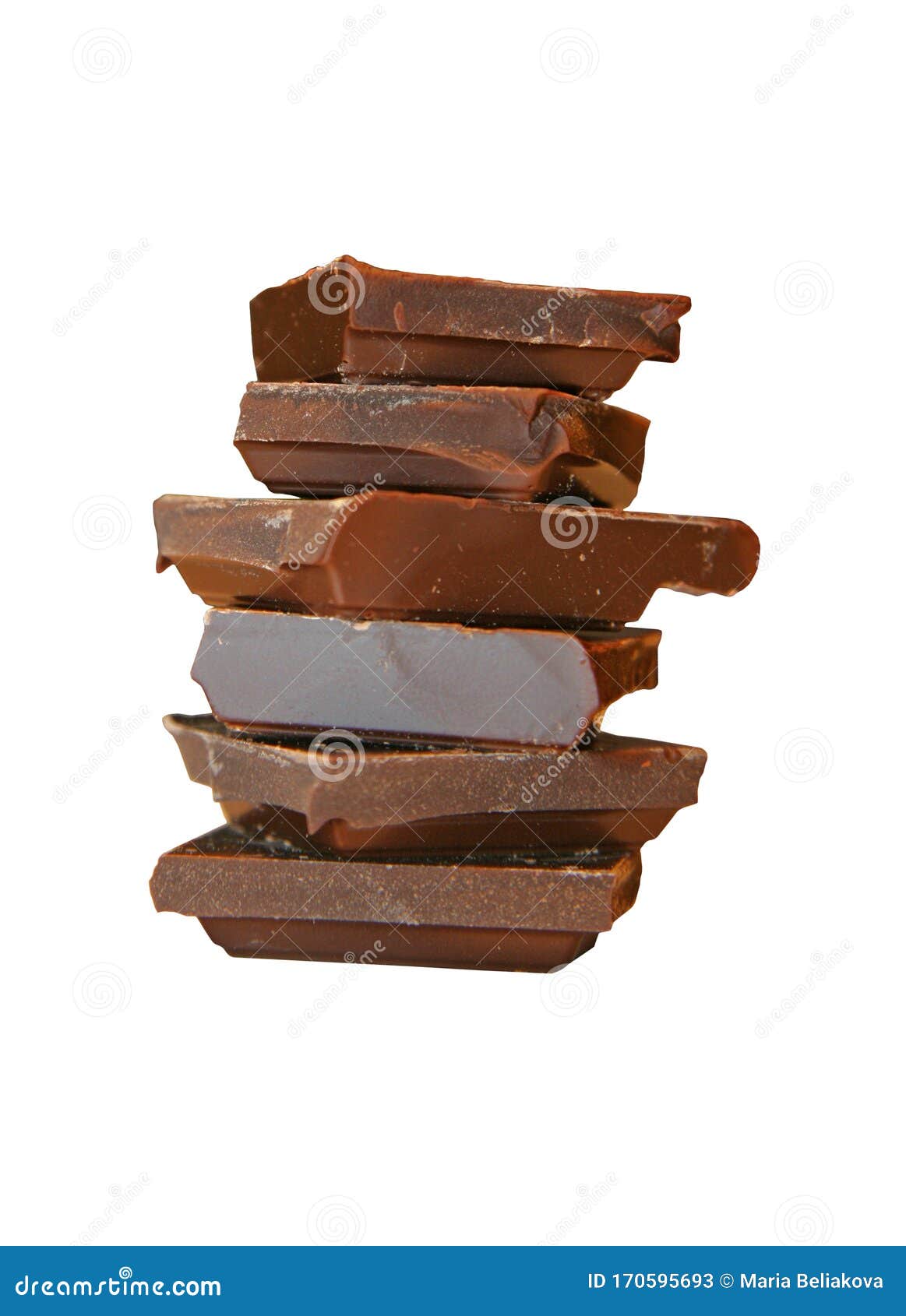 Dark Chocolate. Stacked Tower, Stack. Seen Close. White Background ...