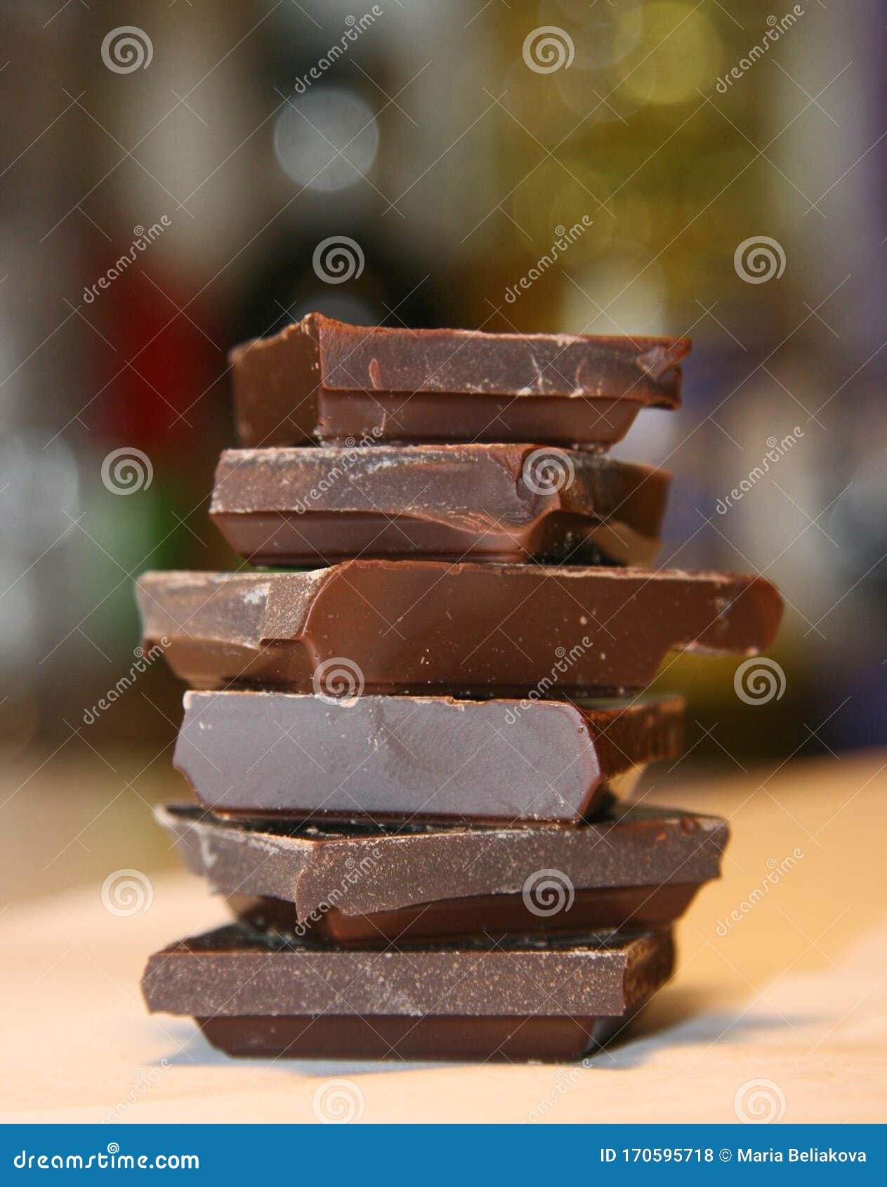 Dark Chocolate. Stacked Tower, Stack. Seen Close. White Background ...