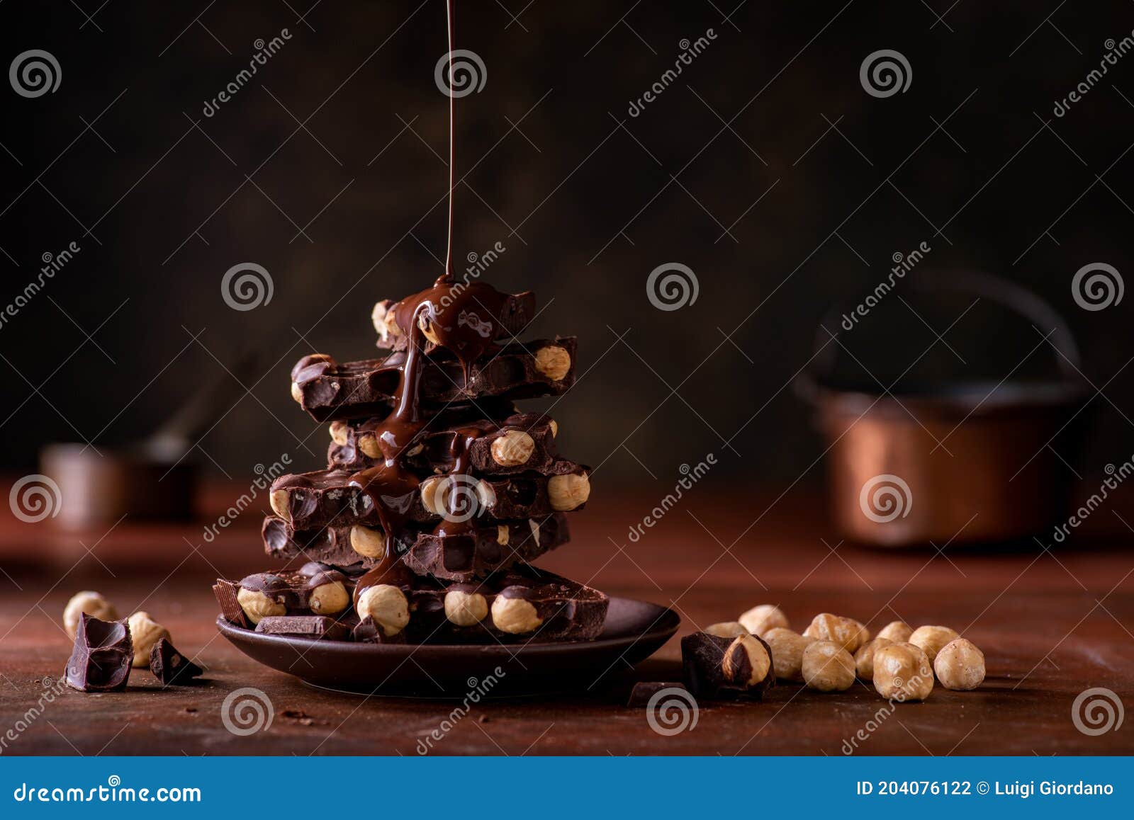 Dark Chocolate with Whole Hazelnuts Stock Photo - Image of traditional ...