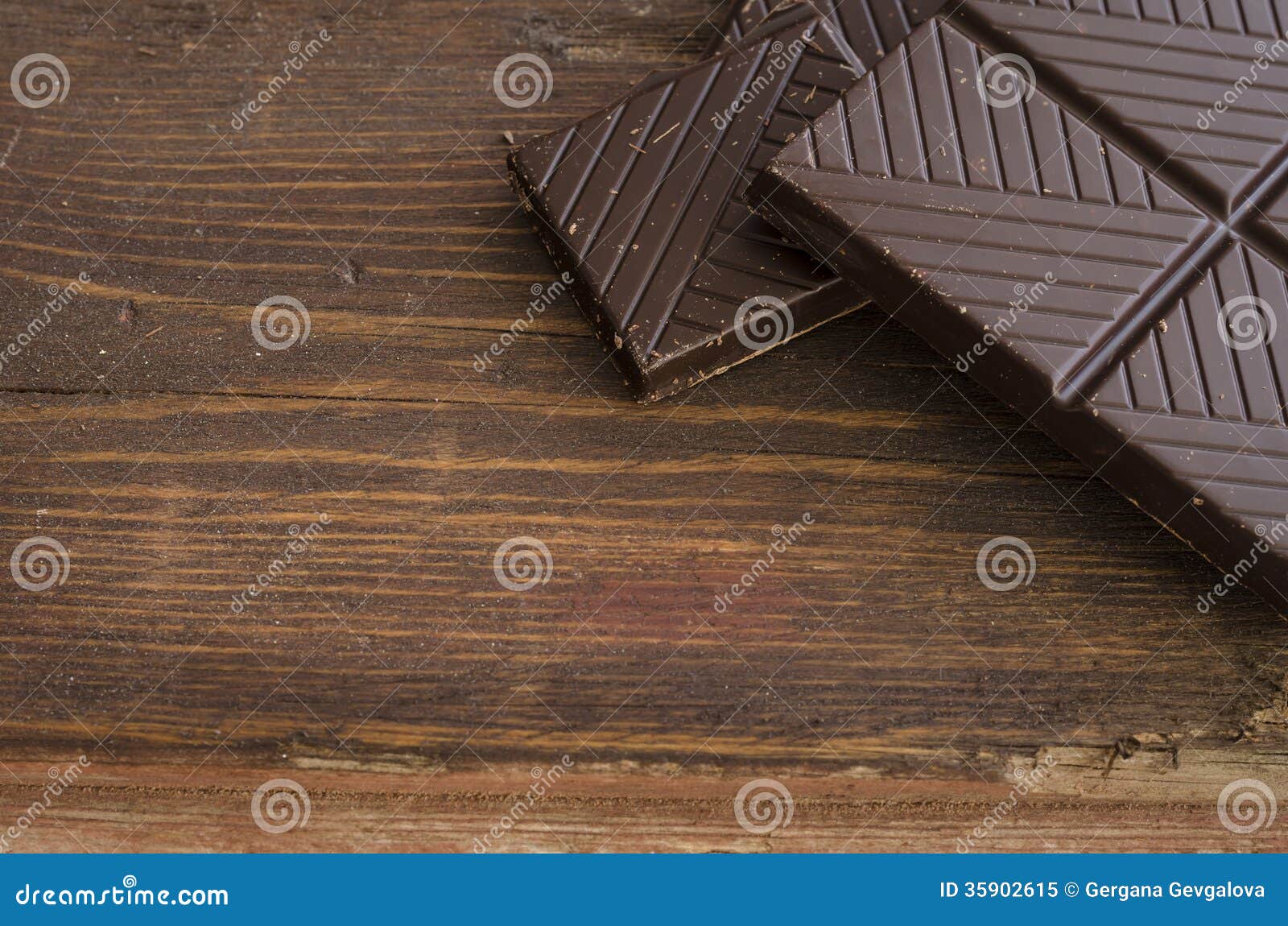 Dark Chocolate on Wooden Table Stock Image - Image of health, enjoy ...