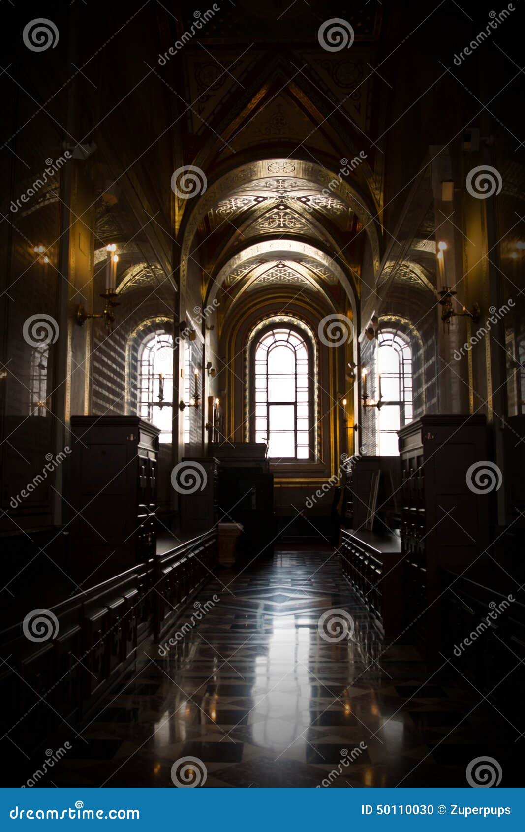 Dark Church corridor stock photo. Image of antique, background - 50110030