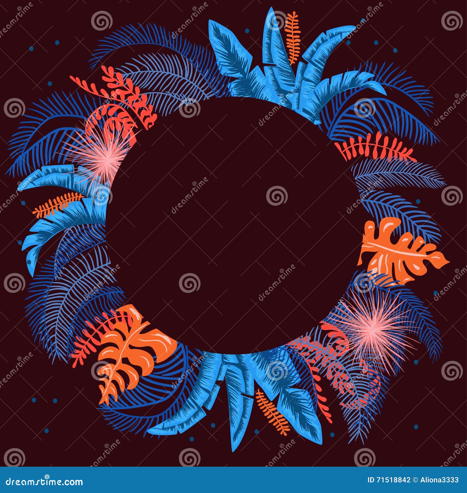 Dark circle jungle frame stock vector. Illustration of foliage - 71518842