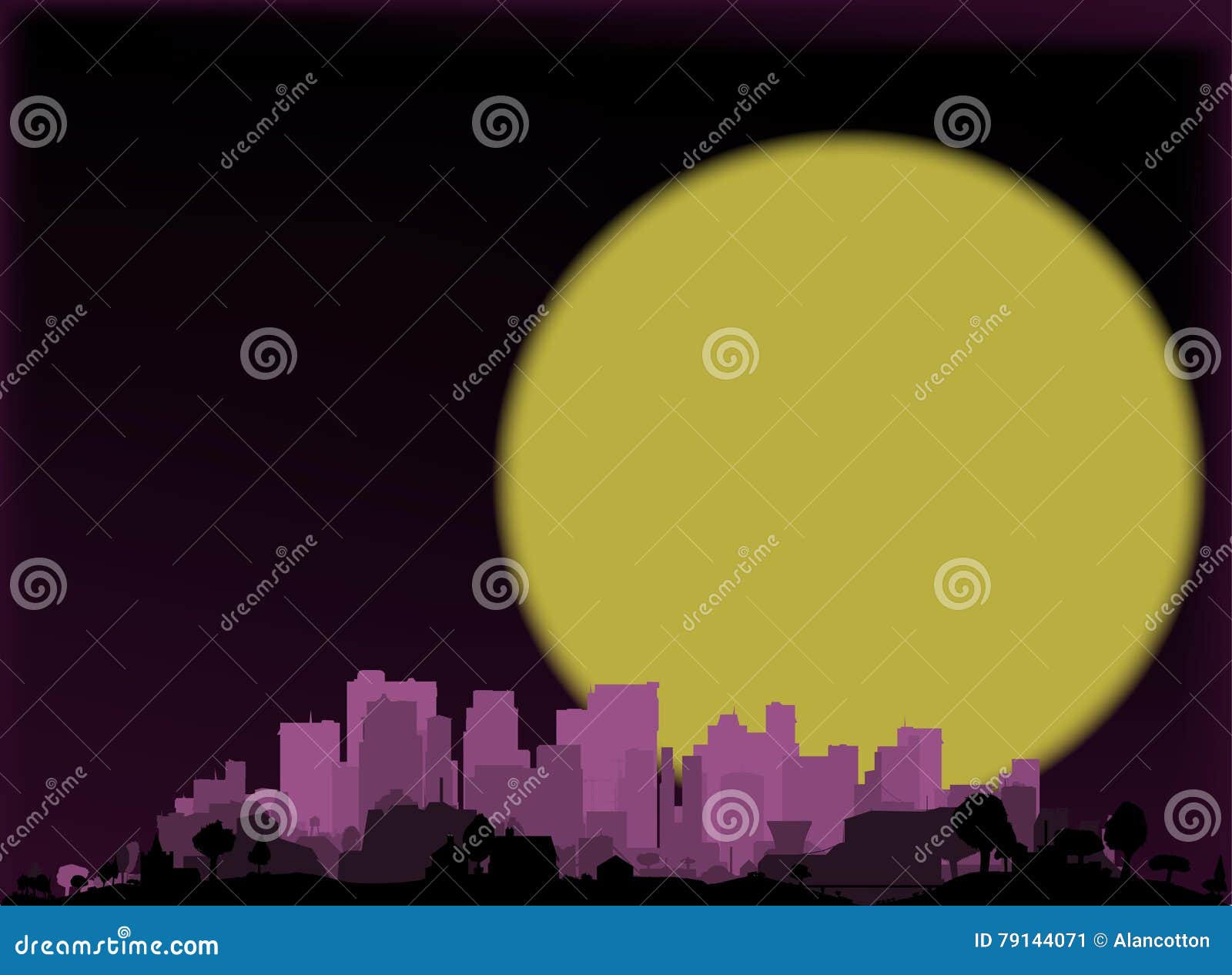 Dark City stock vector. Illustration of cartoon, full - 79144071