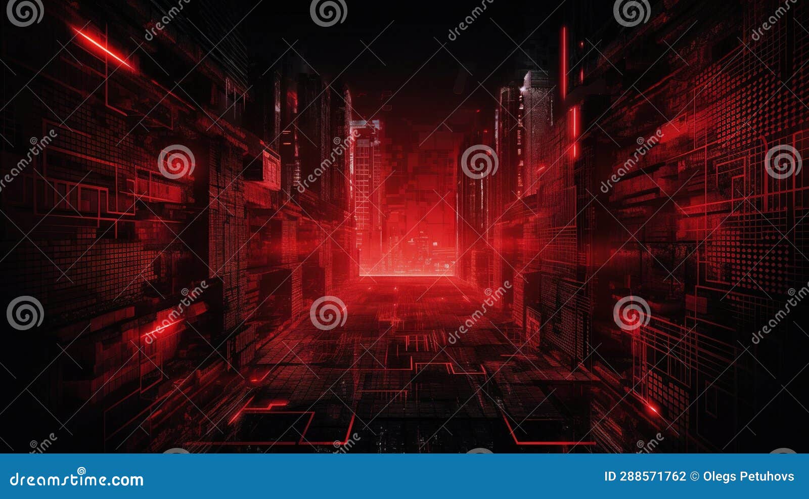 A Dark City with Red Lights in the Middle of it Stock Photo - Image of ...