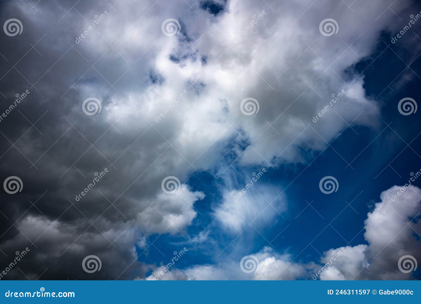 Dark Clouds and Blue Sky Contrast. Stock Image - Image of nature, white ...