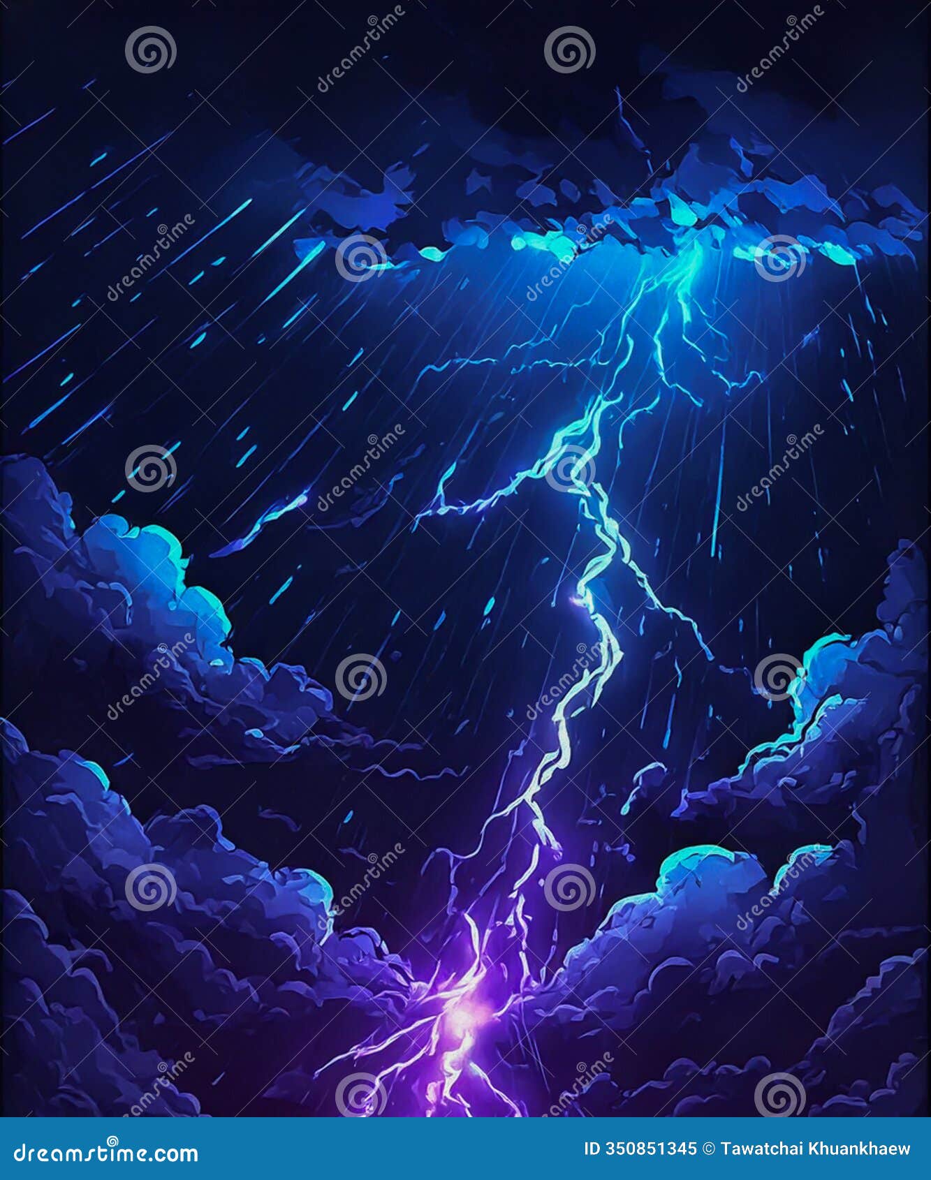 Dark Clouds Formation Storm Lightning Bold Anime Background Stock ...