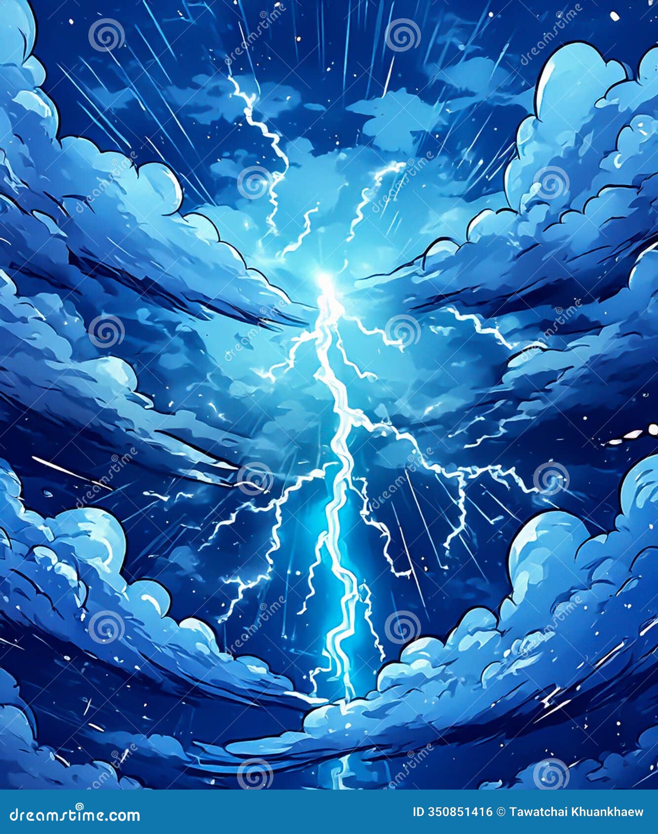 Dark Clouds Formation Storm Lightning Bold Anime Background Stock ...