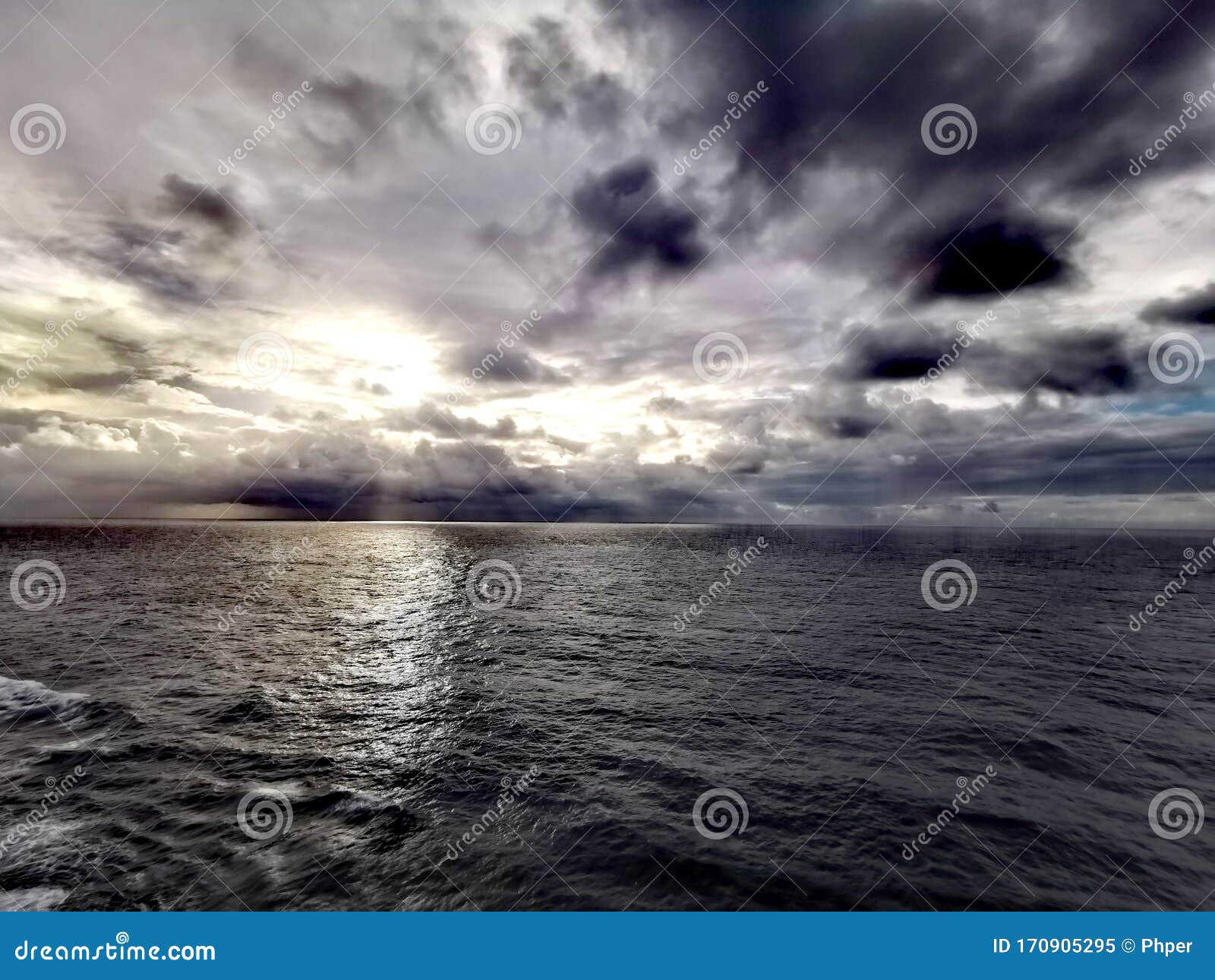 Dark clouds and Ocean view stock image. Image of view - 170905295