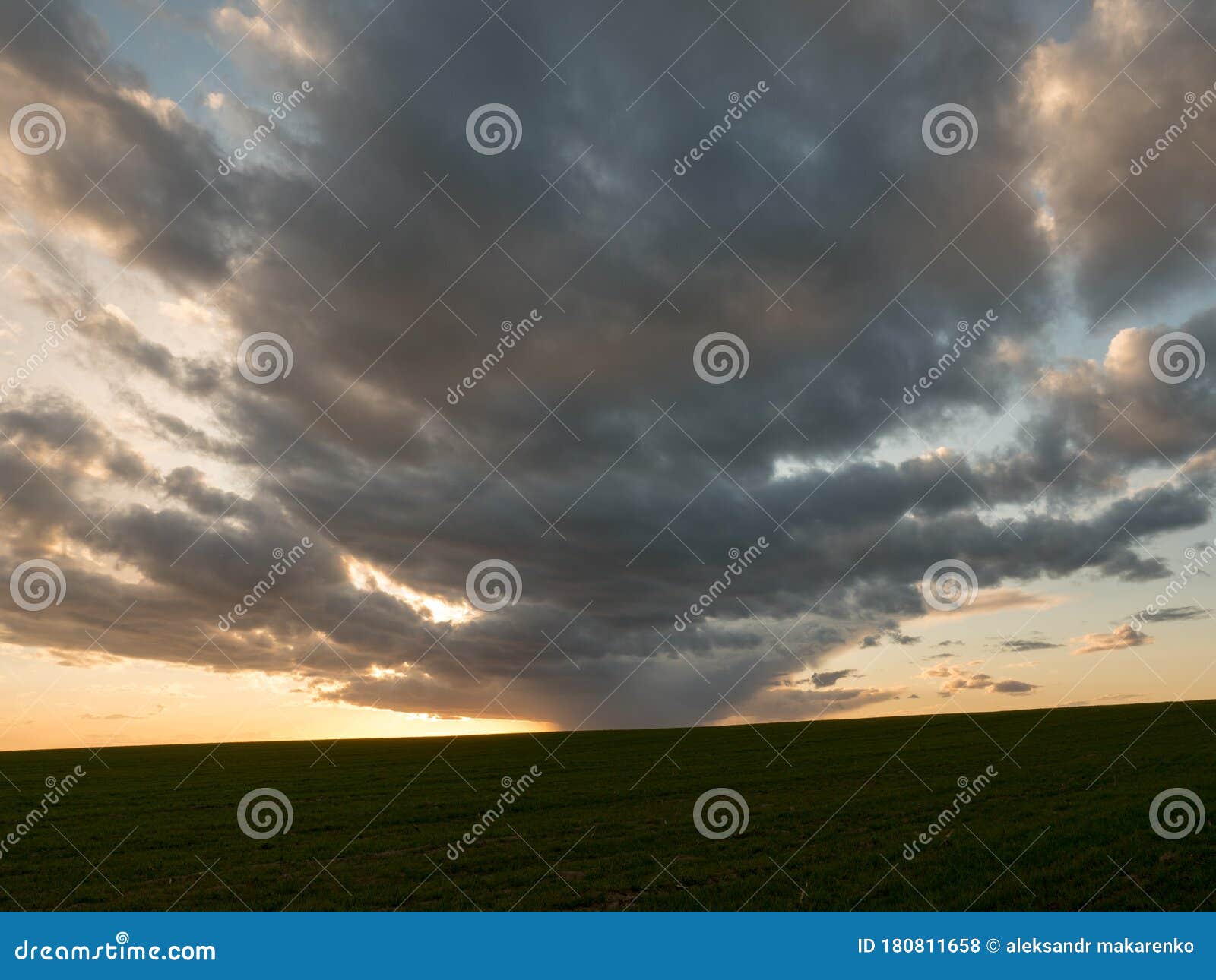 Dark Clouds Red Sun at Sunset Day Stock Photo - Image of dark, color ...