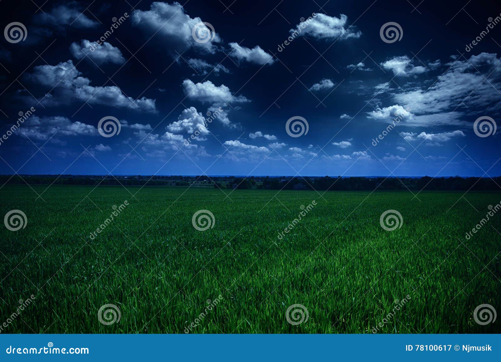 Dark Cloudy Sky and Green Field Stock Image - Image of abstract, full ...
