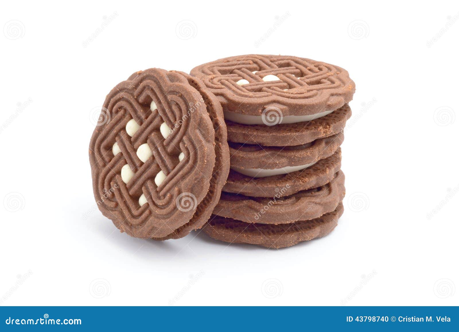 Dark cocoa biscuits stock photo. Image of cream, filling - 43798740
