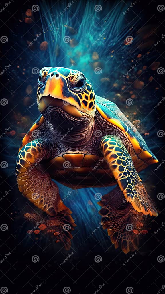 Dark Collage Turtle on Full Focus Background AI Generated Stock ...