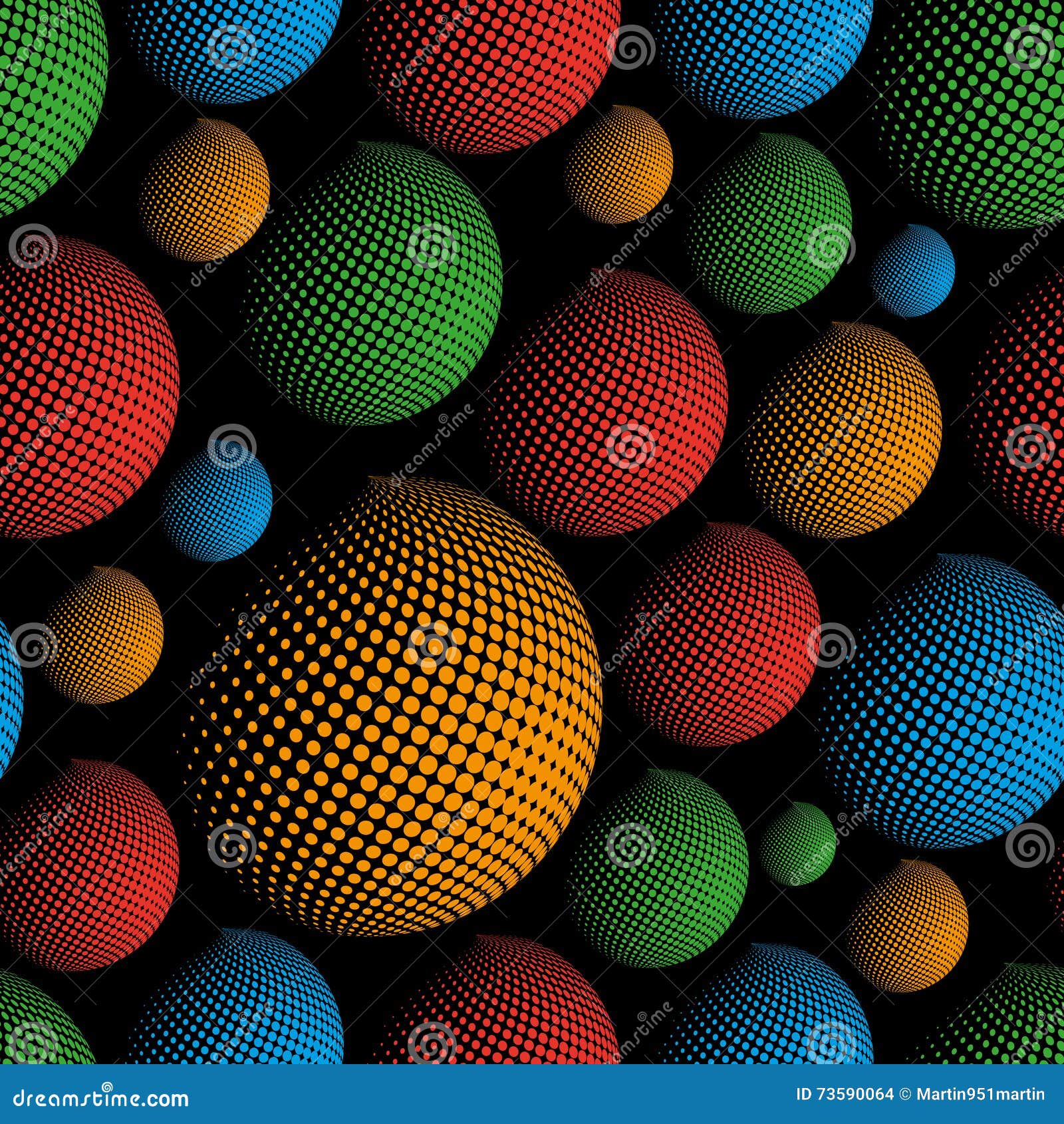 Dark Color Halftone Spheres Abstract Design Elements Seamless Pattern ...