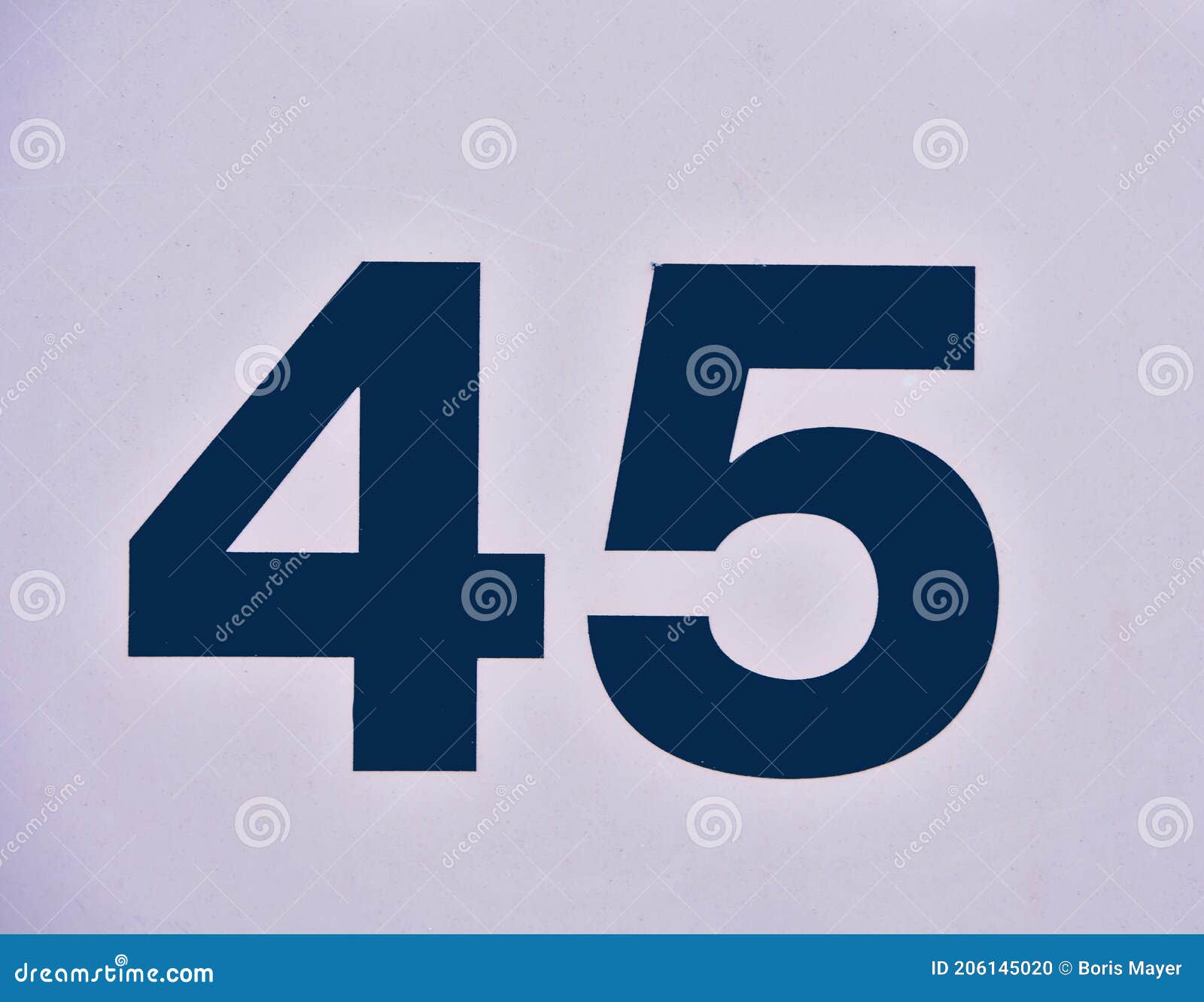 Dark Coloured Digits on Grey Ground, Showing the Number Forty Five ...