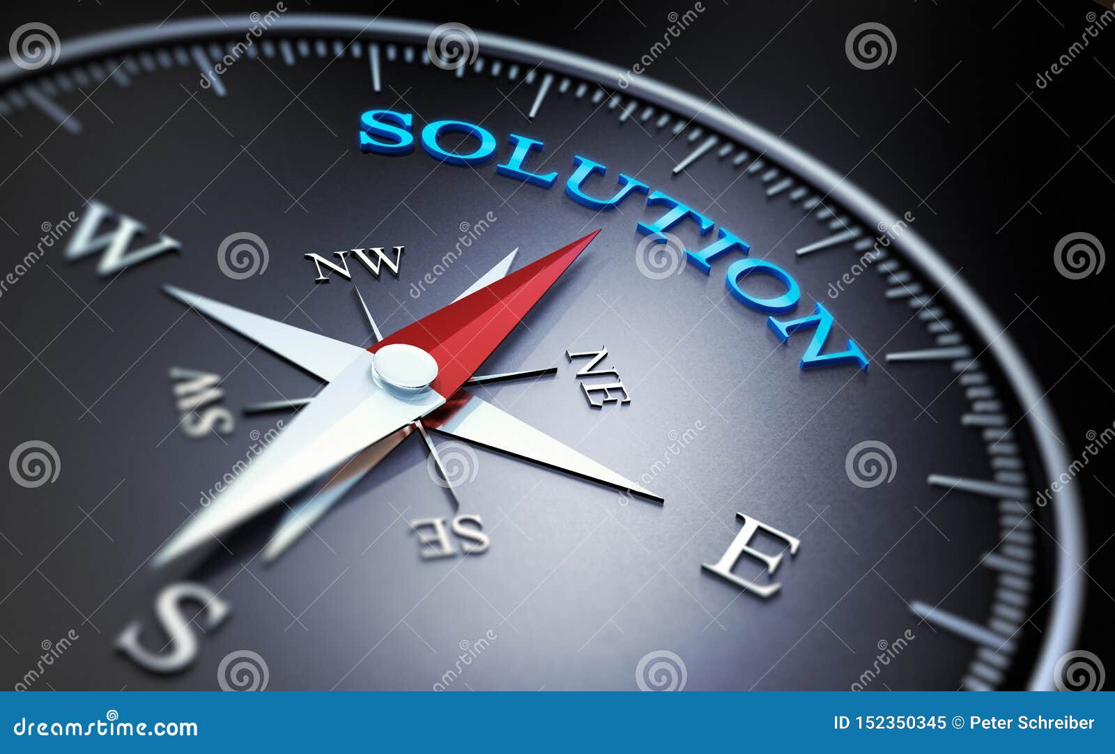 Dark Compass with Silver and Red Needle - Concept Solution Stock ...
