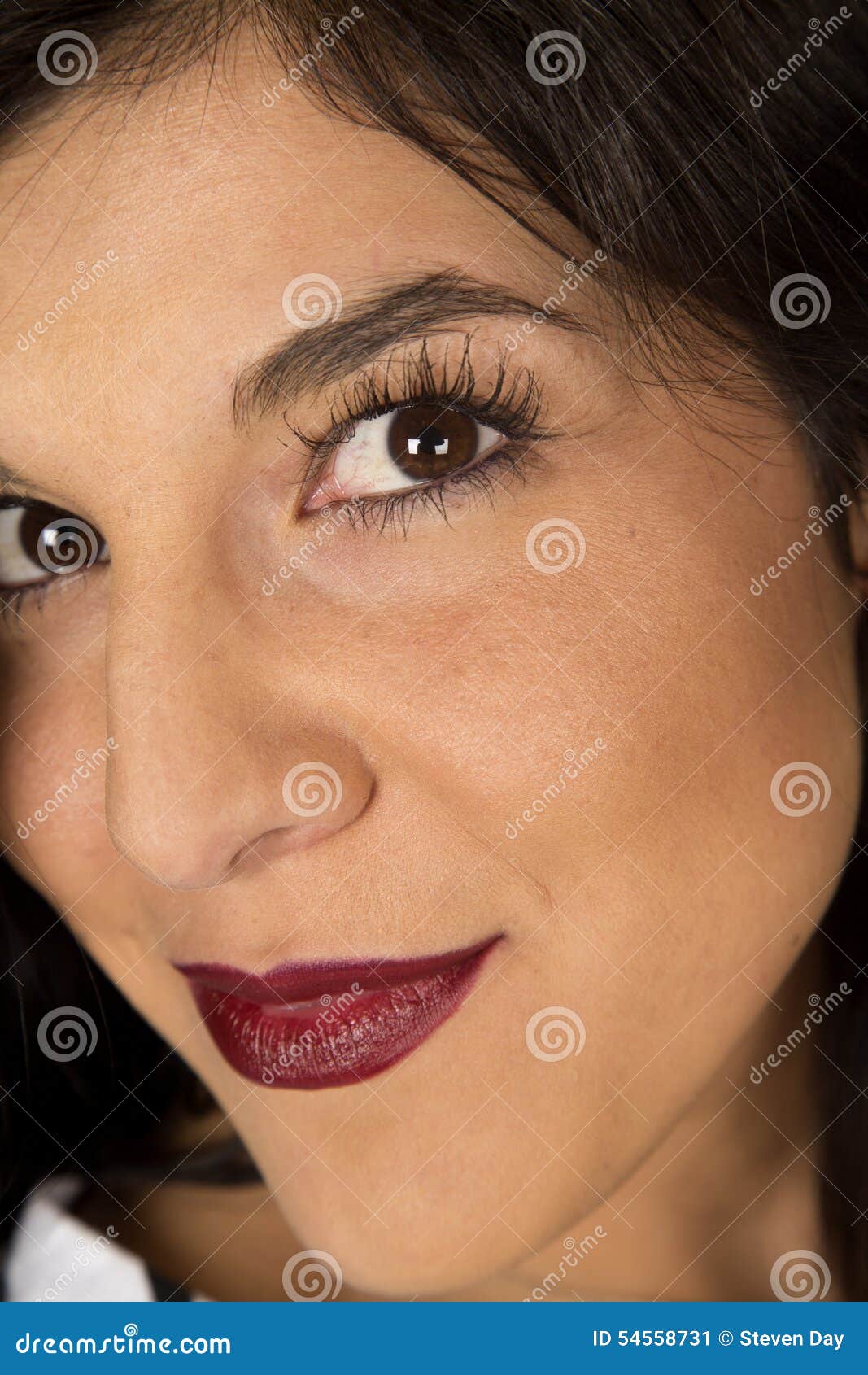 Dark Complected Beautiful Female Model Portrait Close Up Stock Image ...