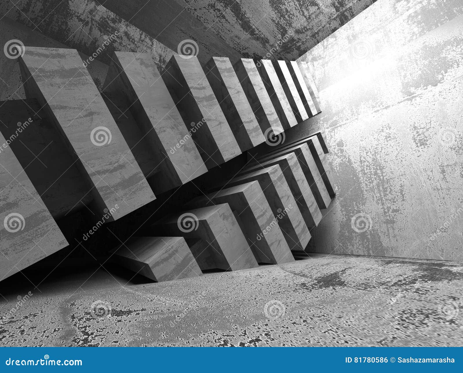 Dark Concrete Chaotic Construction. Empty Room Interior Stock ...