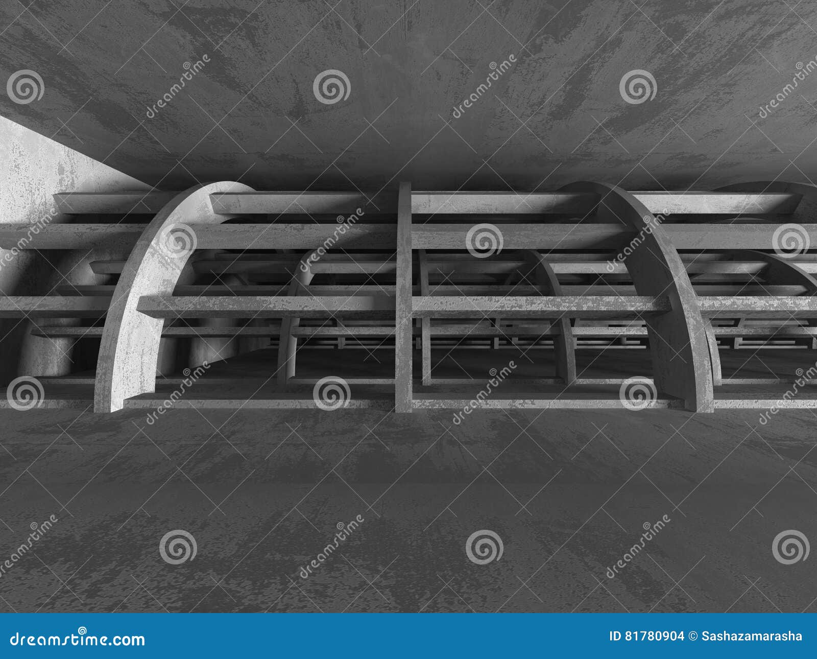 Dark Concrete Chaotic Construction. Empty Room Interior Stock ...