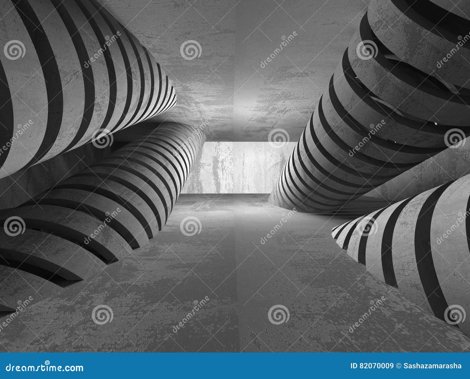 Dark Concrete Chaotic Construction. Empty Room Interior Stock ...