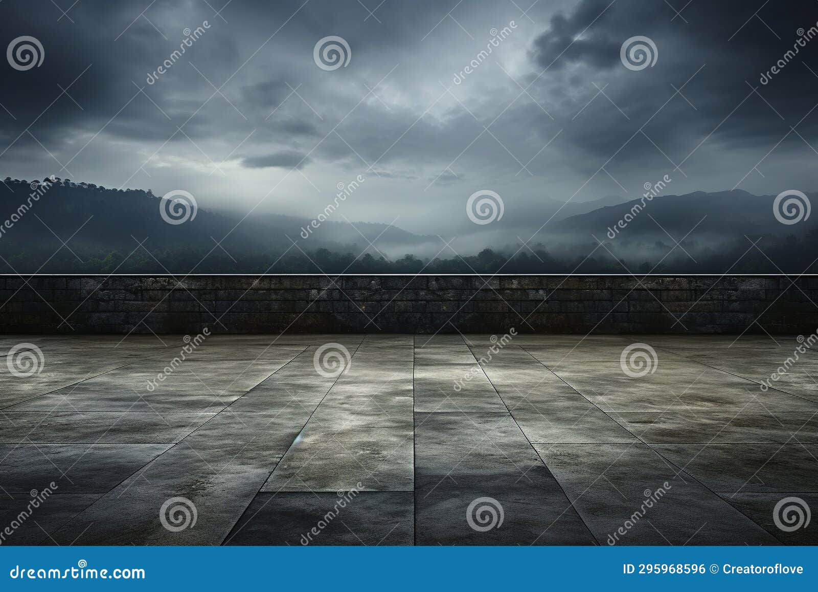Dark Concrete Floor with Mist on Background Stock Illustration ...