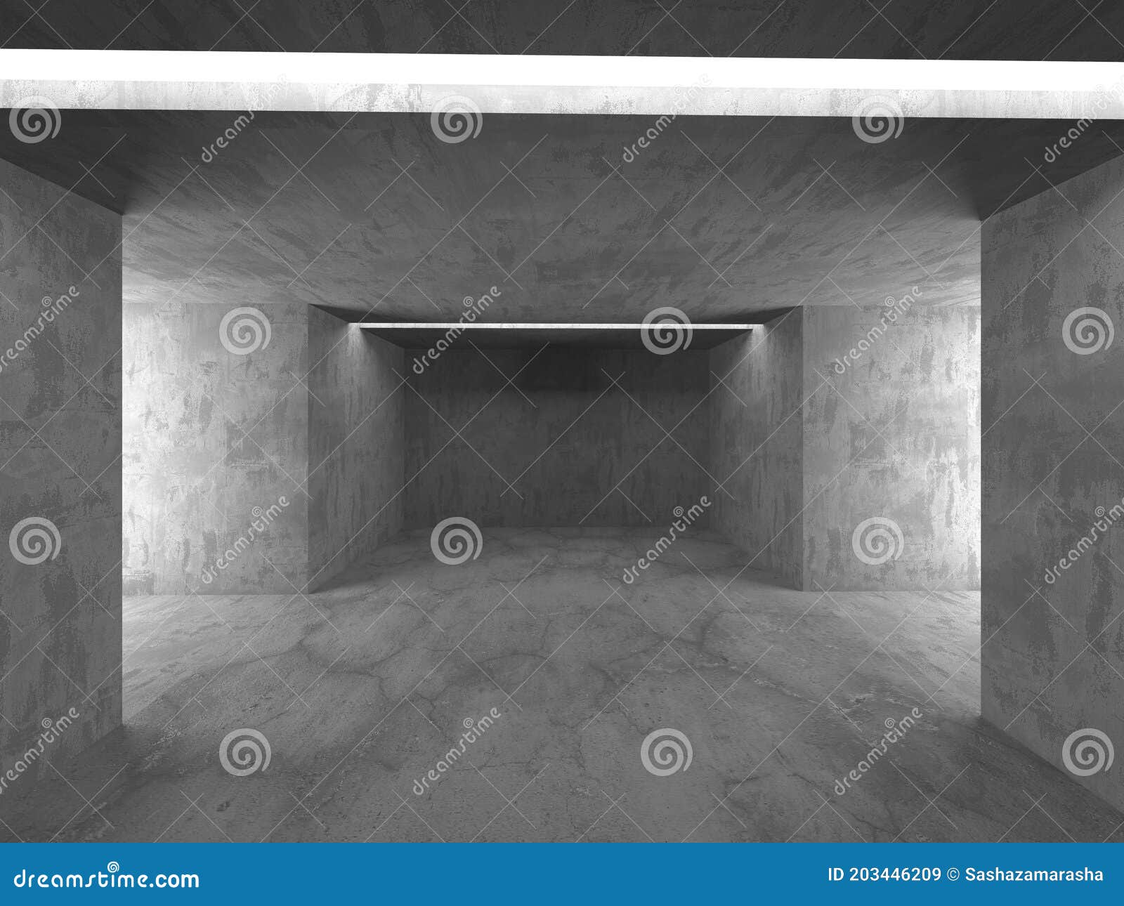Dark Concrete Interior Architecture. Empty Room Stock Illustration ...