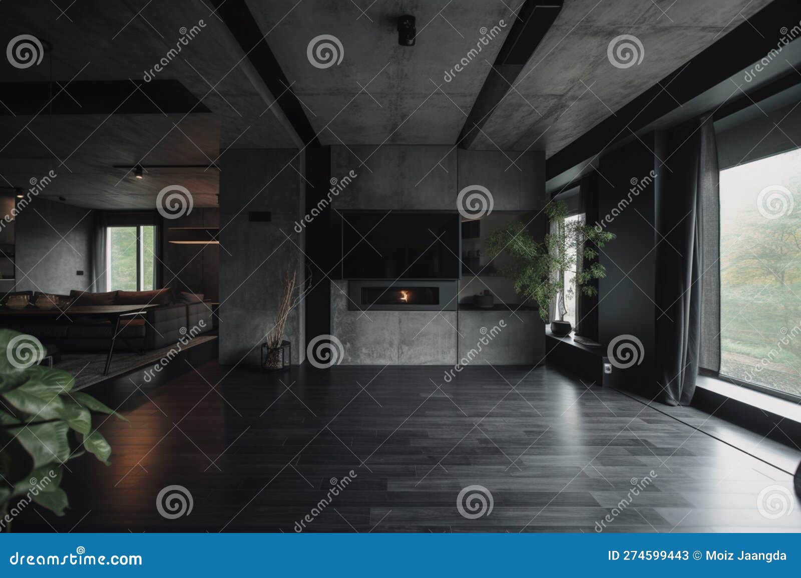 Dark concrete interior stock illustration. Illustration of retro ...