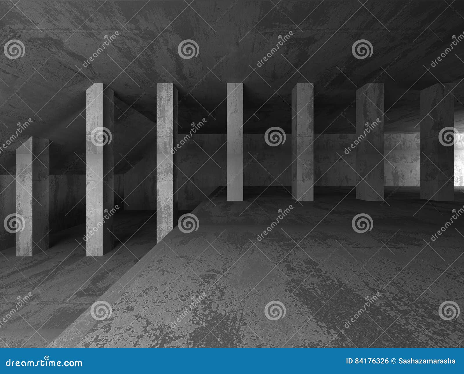 Dark Concrete Room Interior. Abstract Architecture Industrial Ba Stock ...