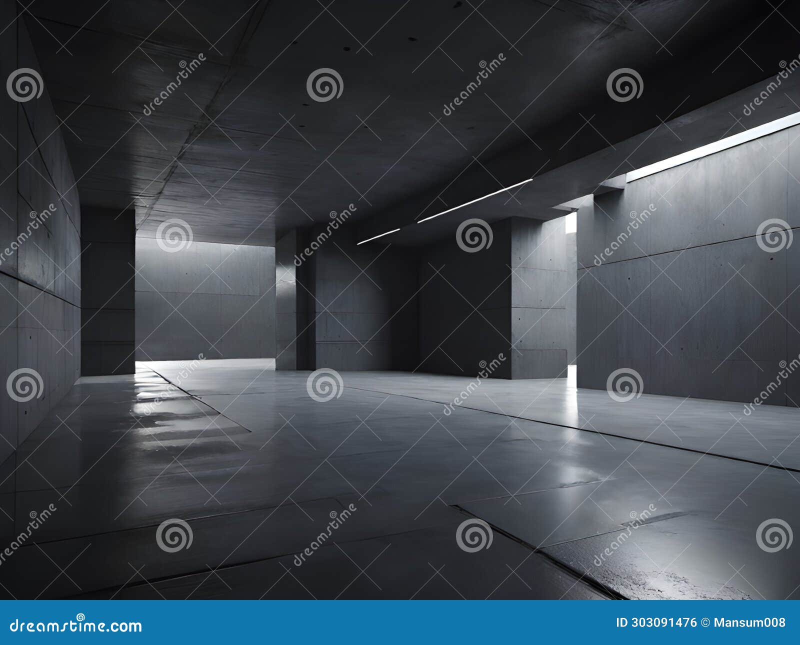 Dark Concrete Room Interior Design and Concrete Stock Illustration ...