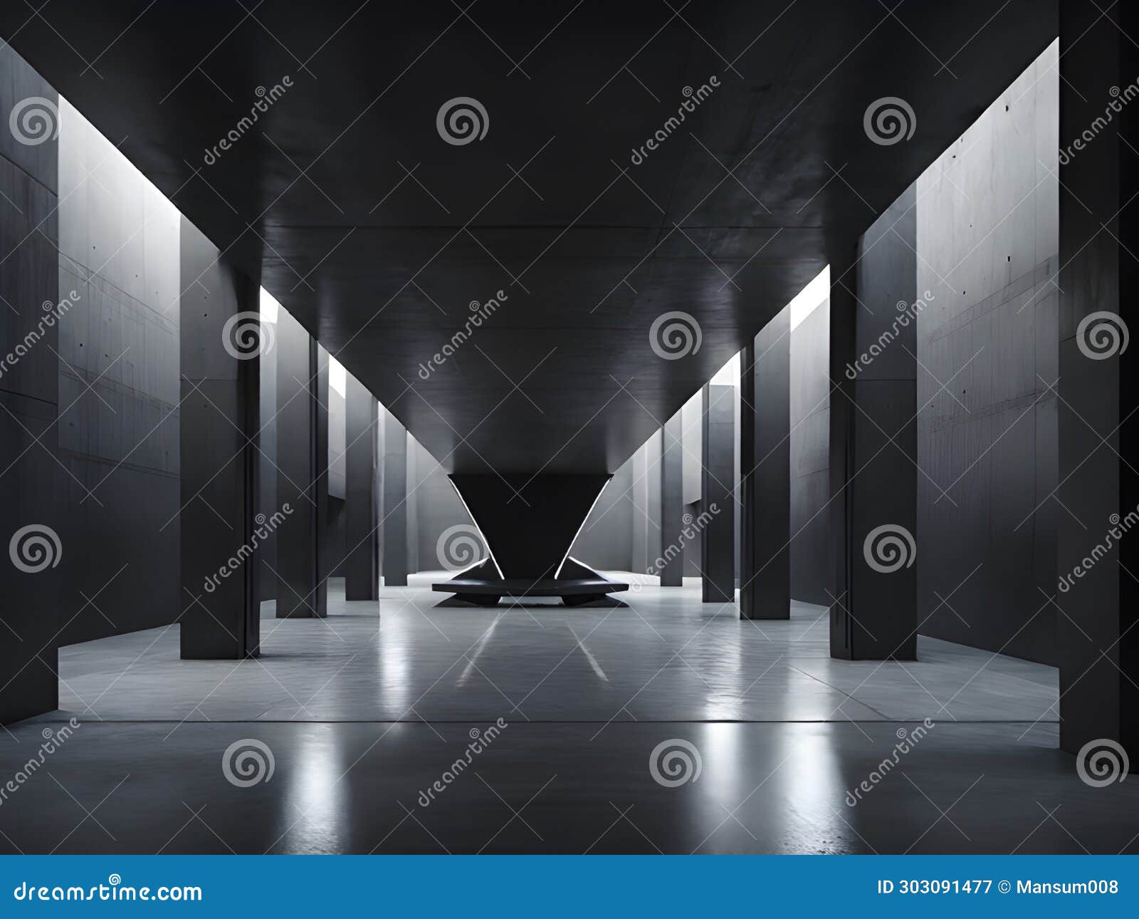 Dark Concrete Room Interior Design and Concrete Stock Illustration ...