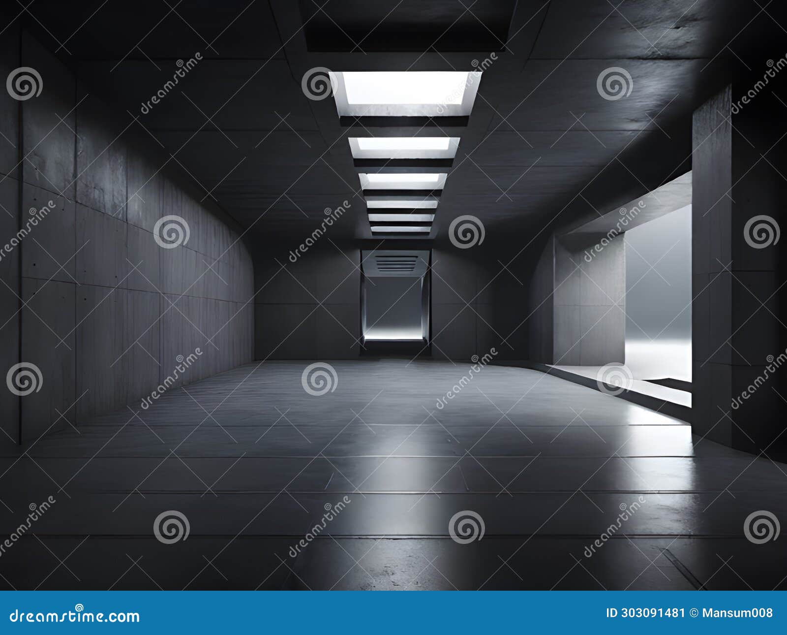 Dark Concrete Room Interior Design and Concrete Stock Illustration ...