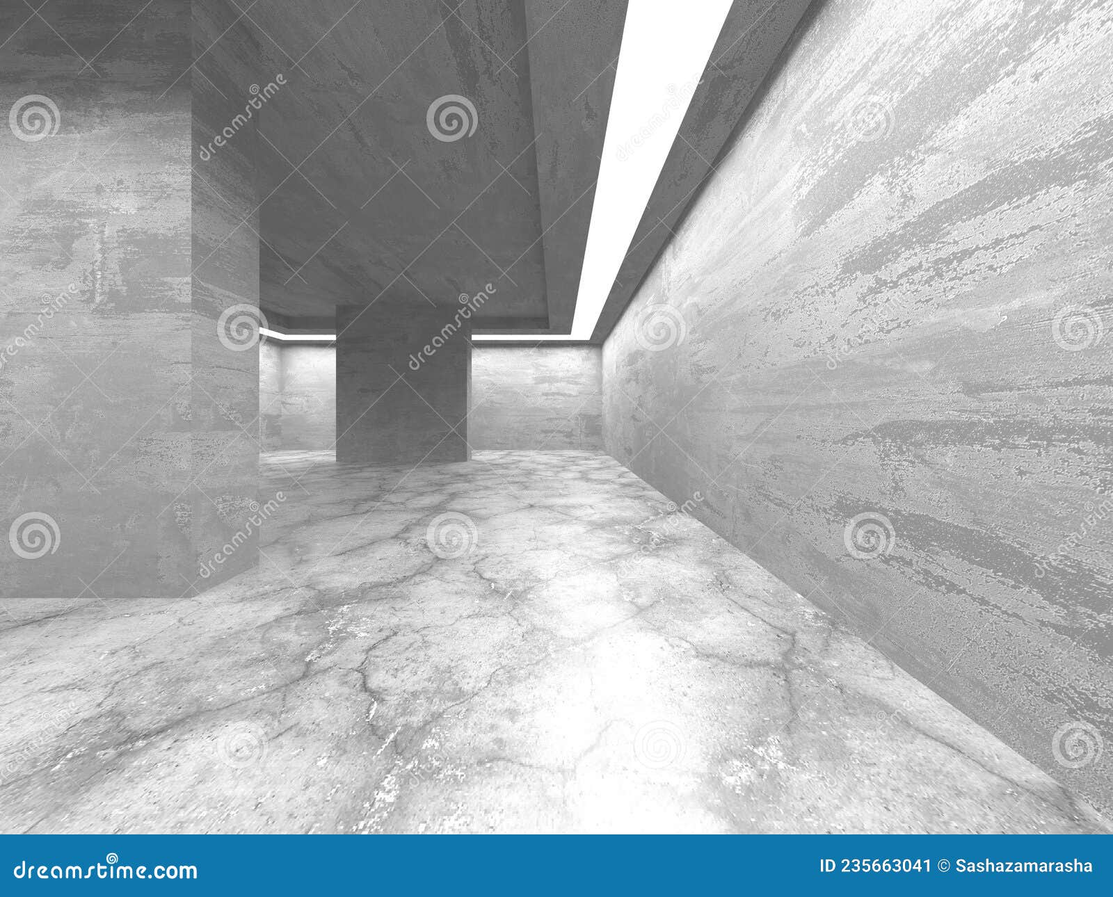 Dark Concrete Wall Architecture. Empty Room Stock Illustration ...