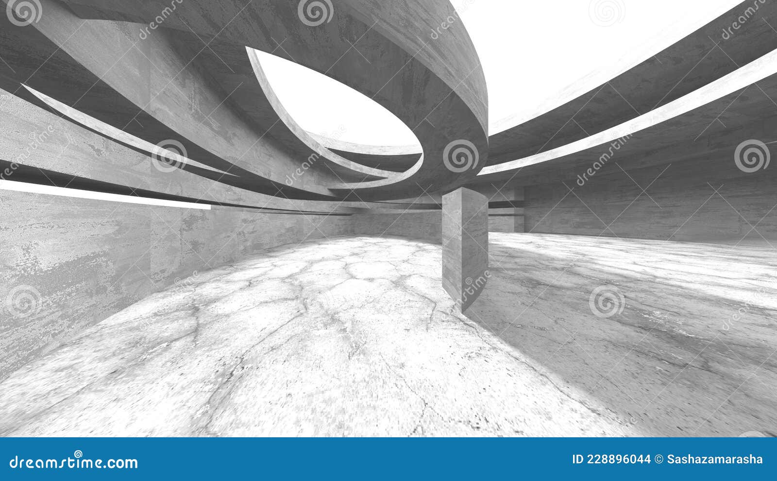 Dark Concrete Wall Architecture. Empty Room Stock Illustration ...