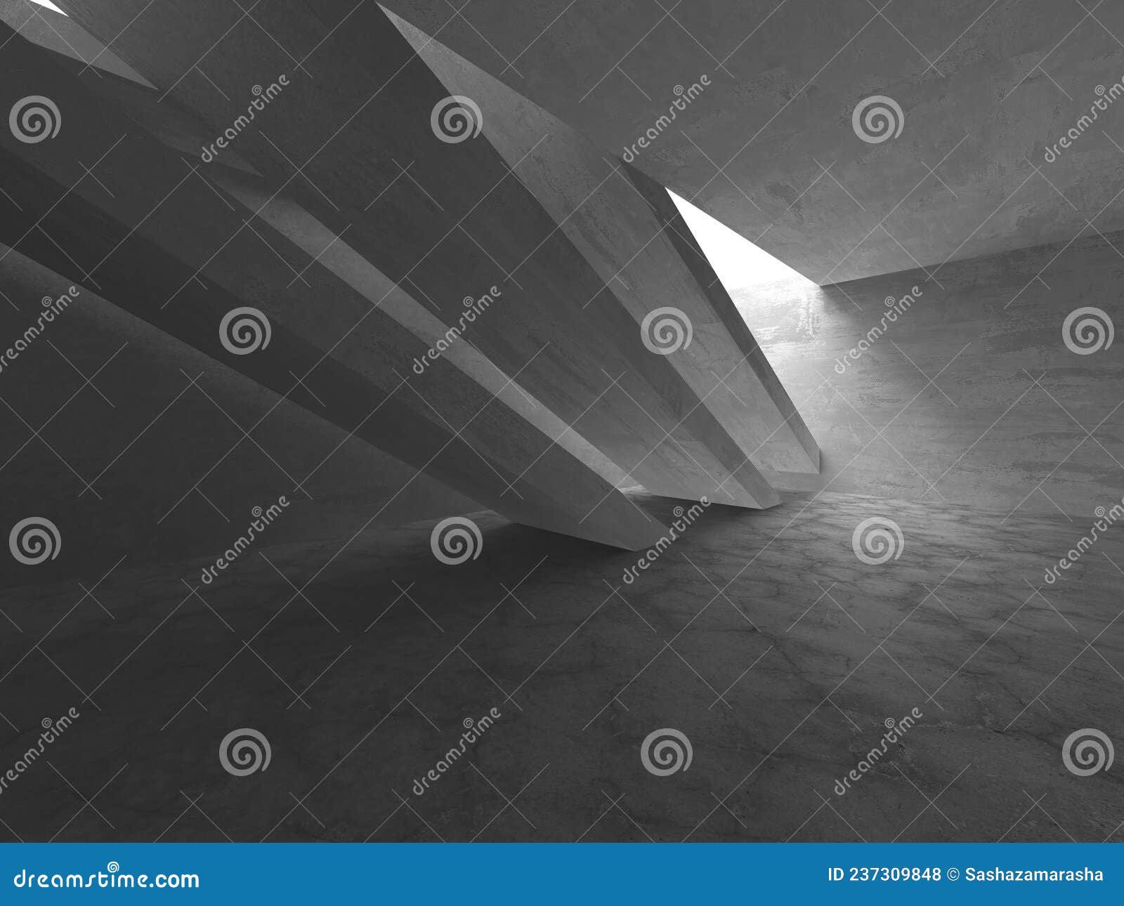 Dark Concrete Wall Architecture. Empty Room Stock Illustration ...