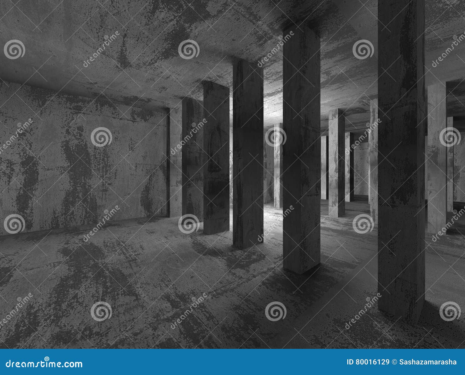 Dark Concrete Walls Room Interior. Architecture Abstract Background ...