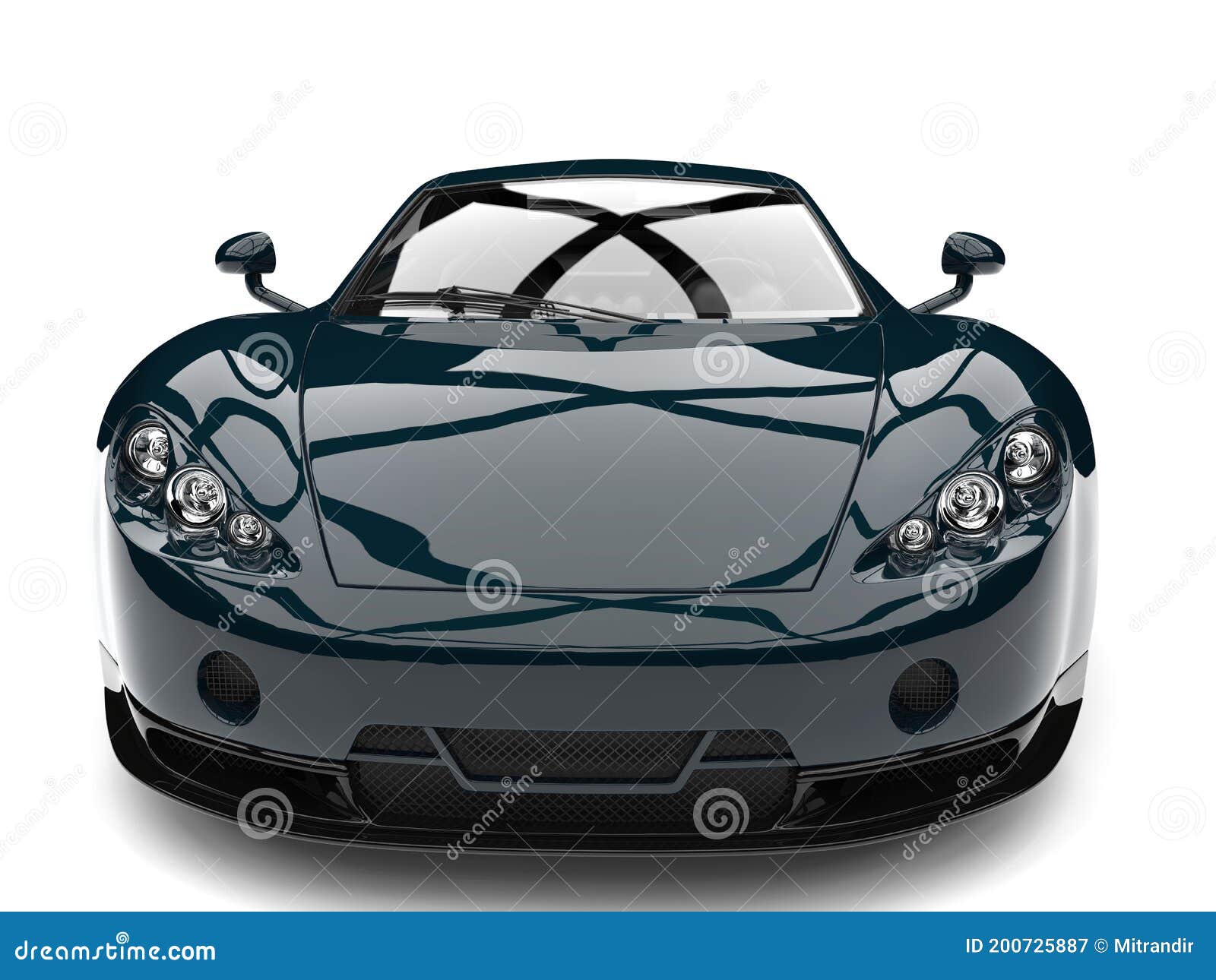 Dark Coral Blue Modern Fast Super Car - Front View Stock Illustration ...