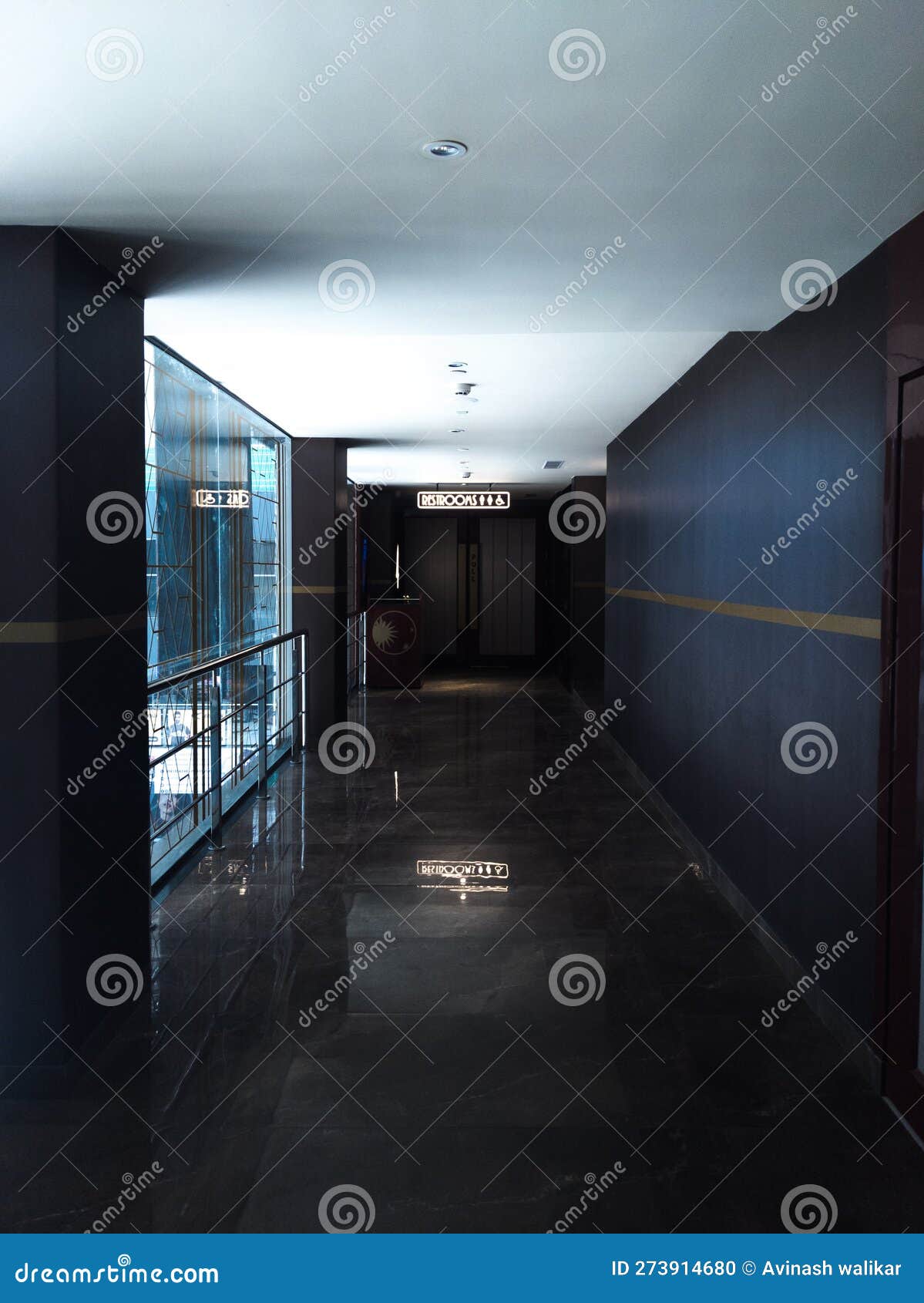 Dark Corridor With Neon Light, Luxurious Interior In A Night Club ...